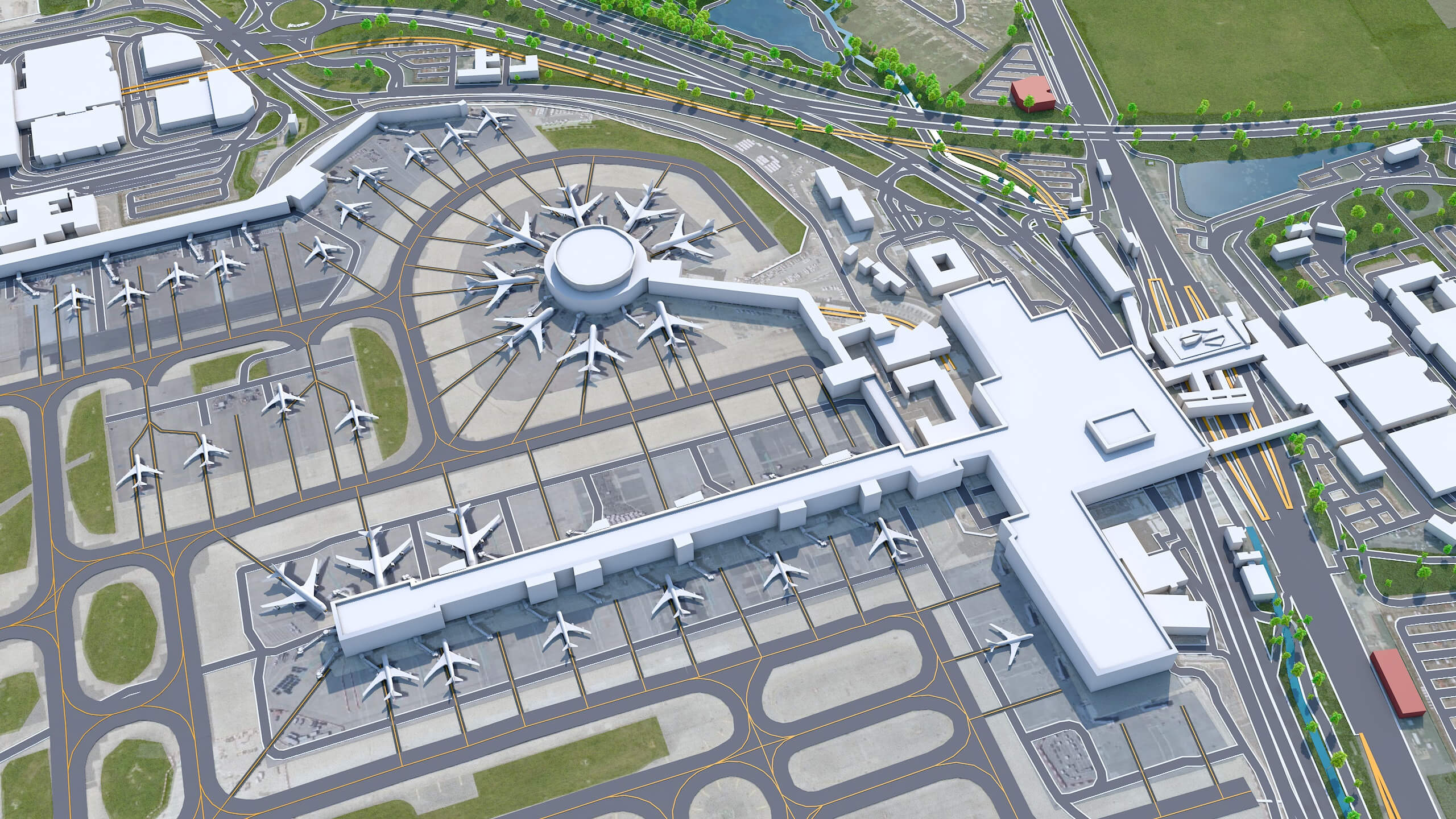 London Gatwick Airport 3D Model 10km by 3dstudio