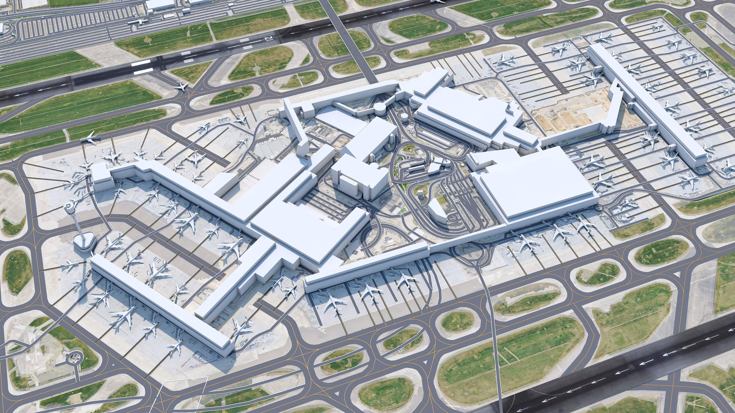 London Heathrow Airport - 3D Model by 3dstudio