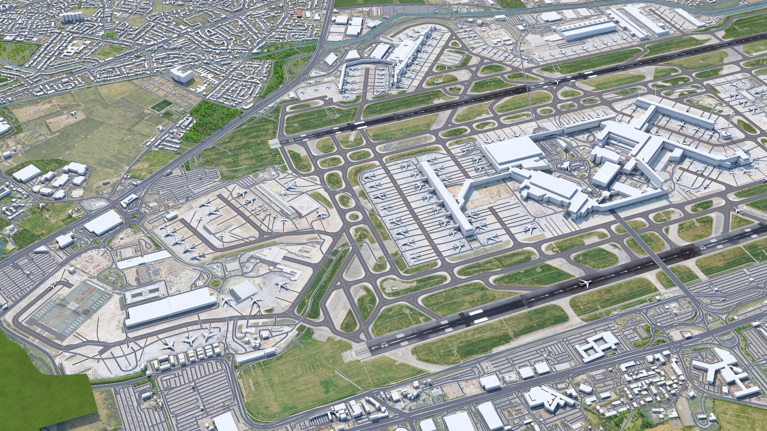 London Heathrow Airport - 3D Model by 3dstudio