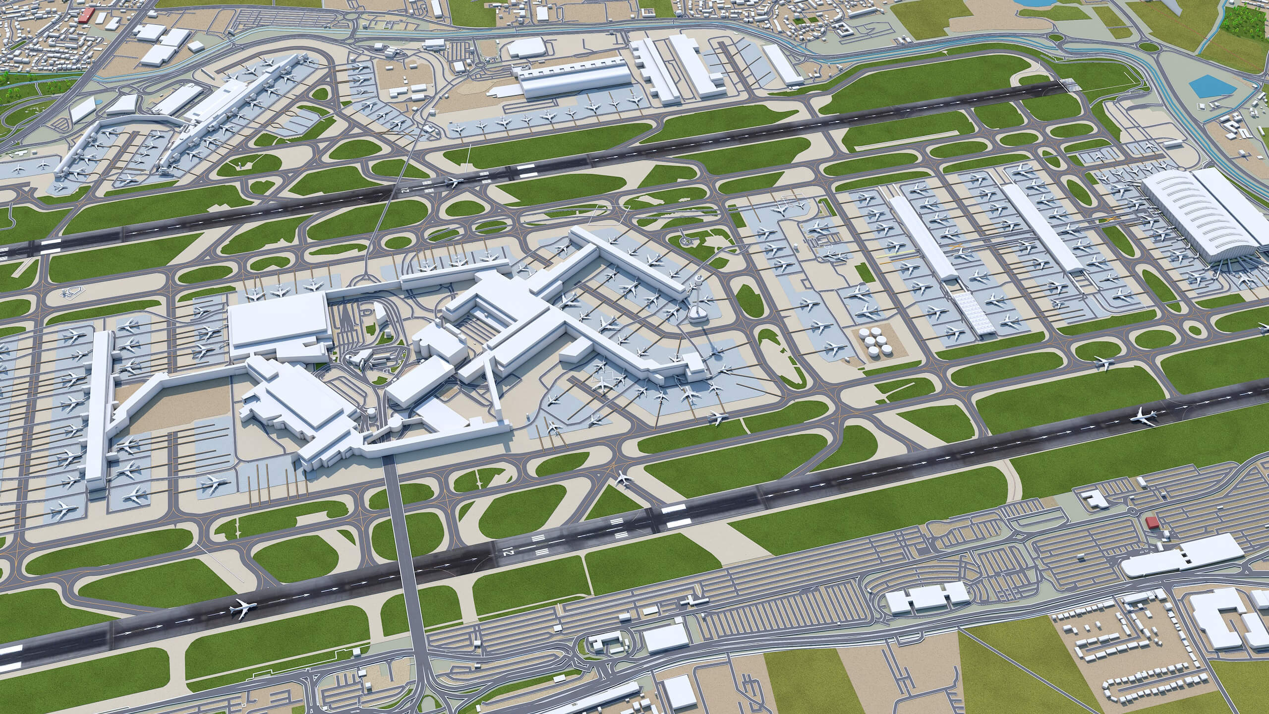 London Heathrow Airport - 3D Model by 3dstudio