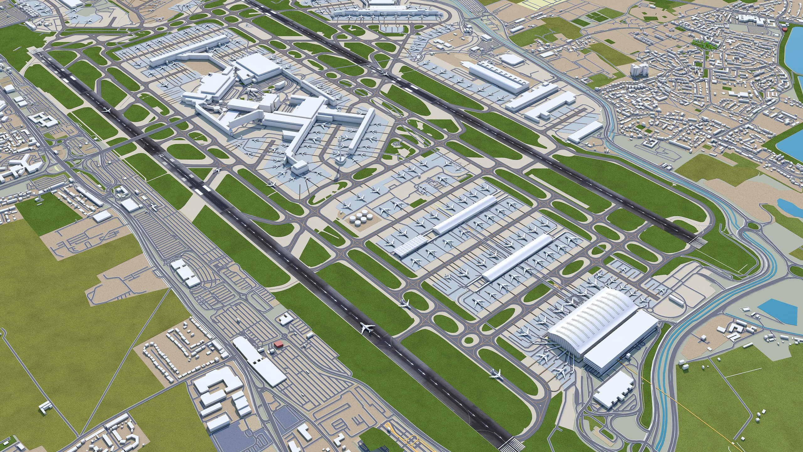 London Heathrow Airport - 3D Model by 3dstudio