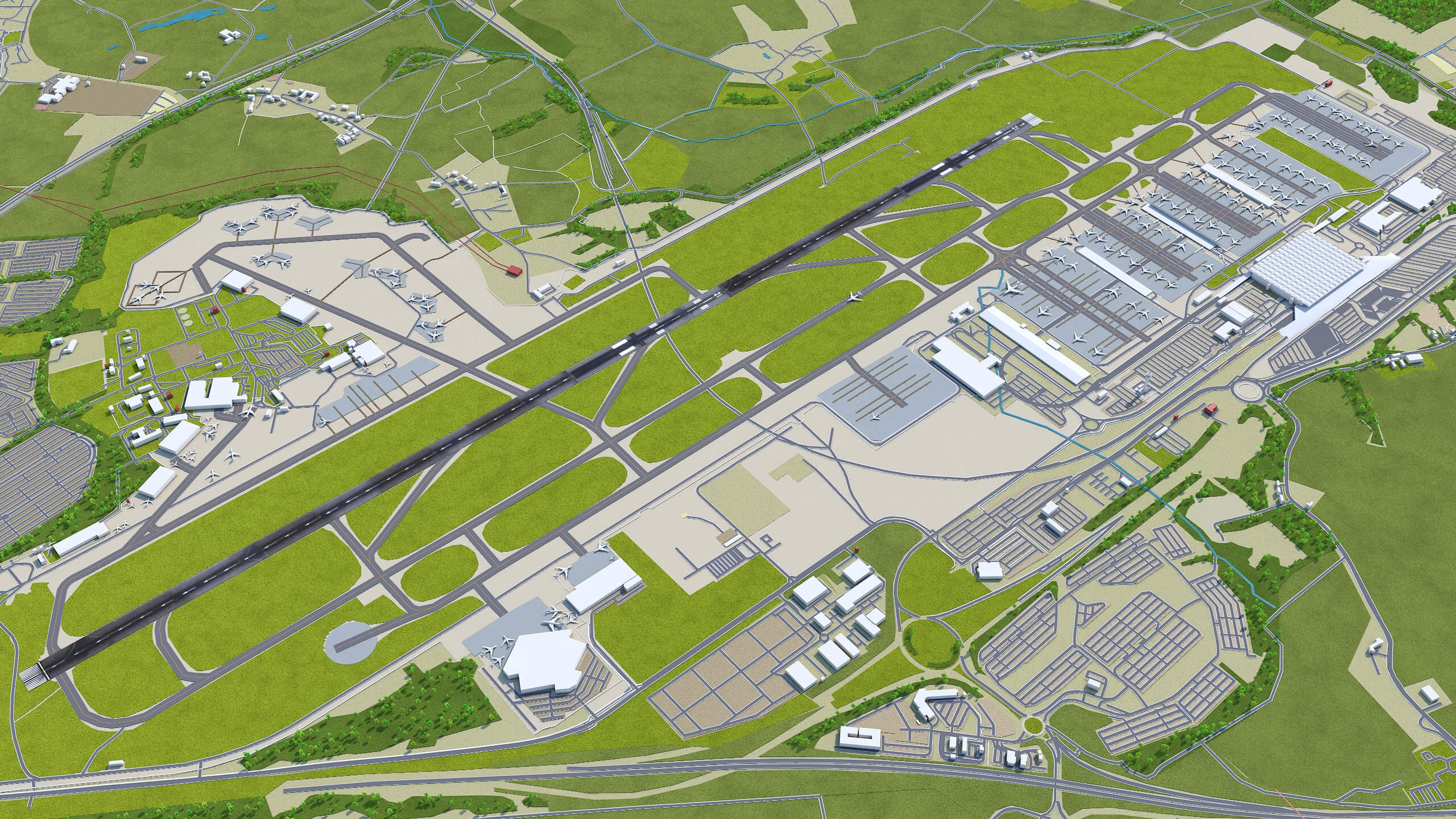 London Stansted Airport - 3D Model by 3dstudio