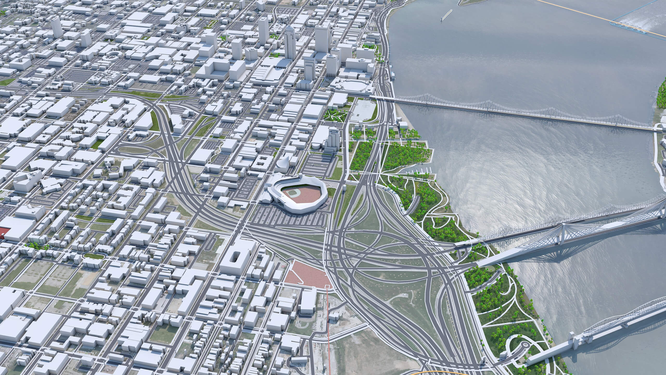 Louisville Downtown Kentucky USA 6km - 3D Model by 3dstudio