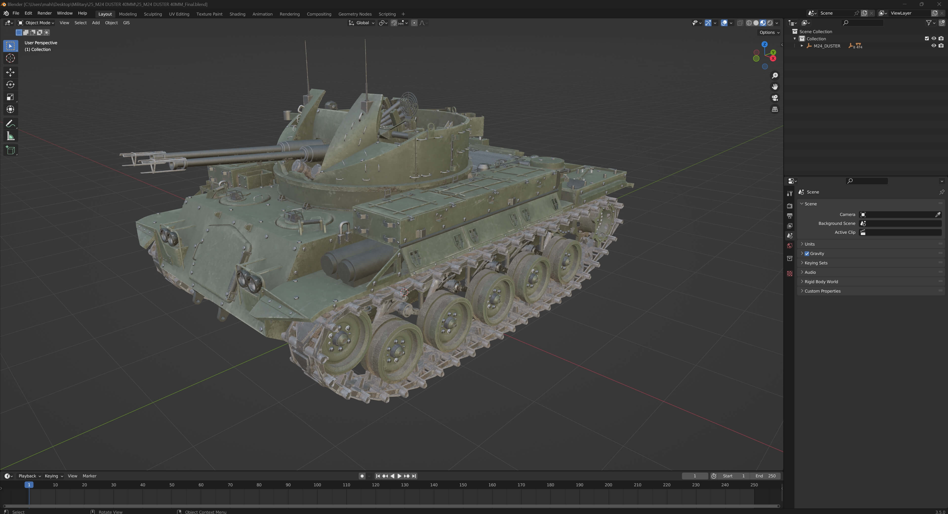 M42 Duster 40mm Anti Aircraft Tank 3D Model by 3dstudio