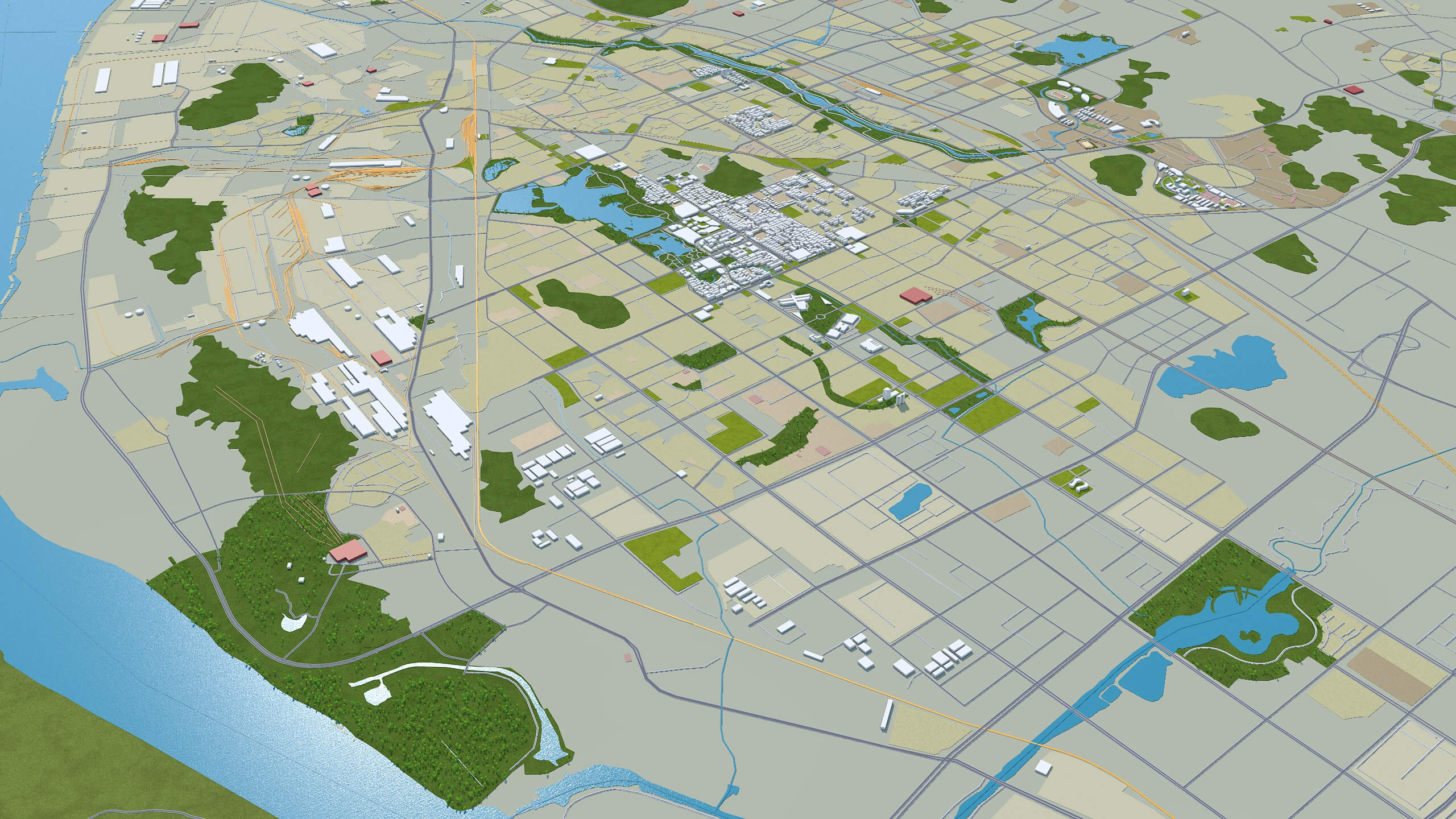 Ma Anshan Anhui City China 3D Model 35km by 3dstudio