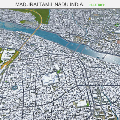 Madurai City Tamil Nadu India 3D Model 25km by 3dstudio