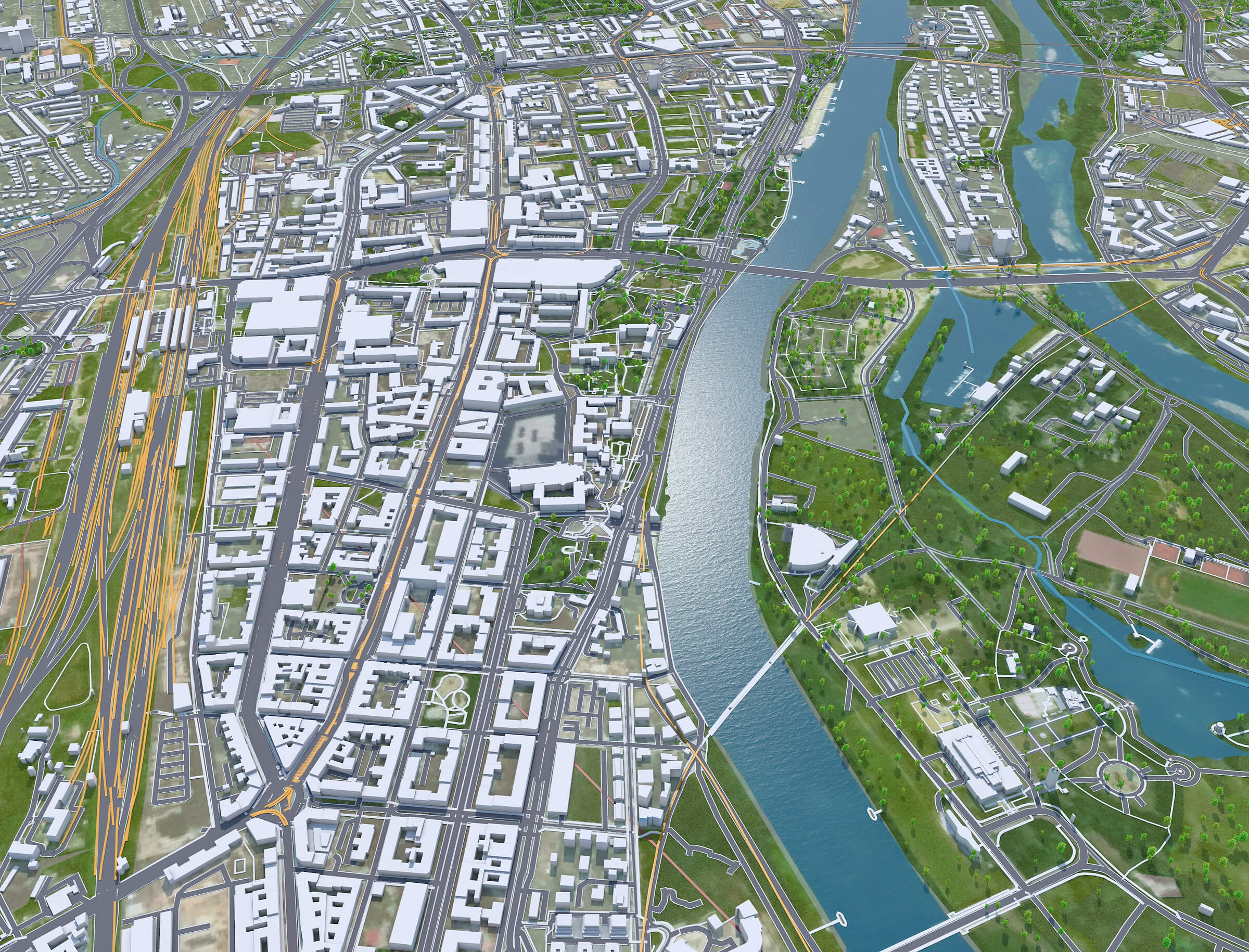 Magdeburg City Germany 3D Model 40km by 3dstudio