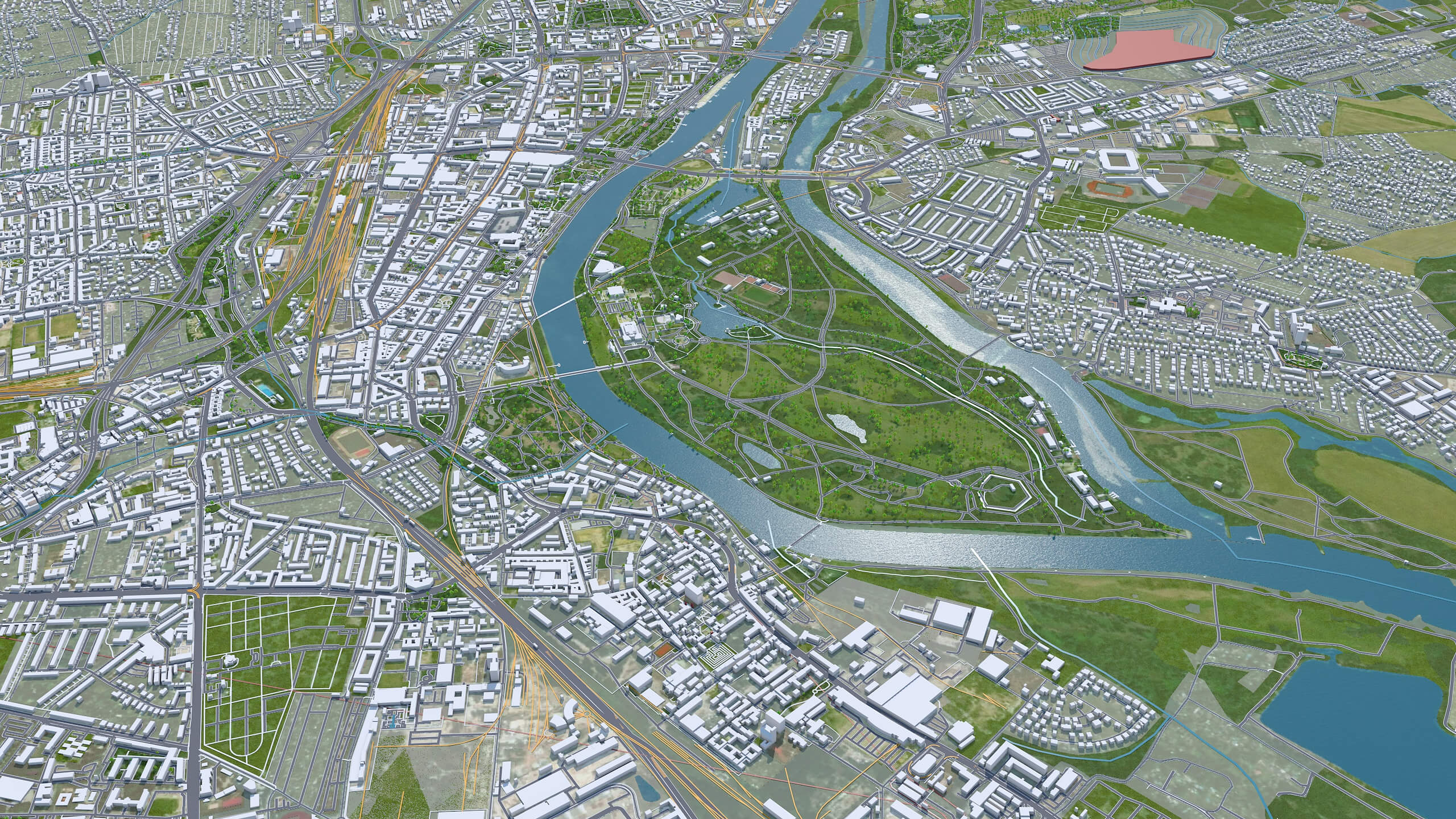 Magdeburg City Germany 3D Model 40km by 3dstudio