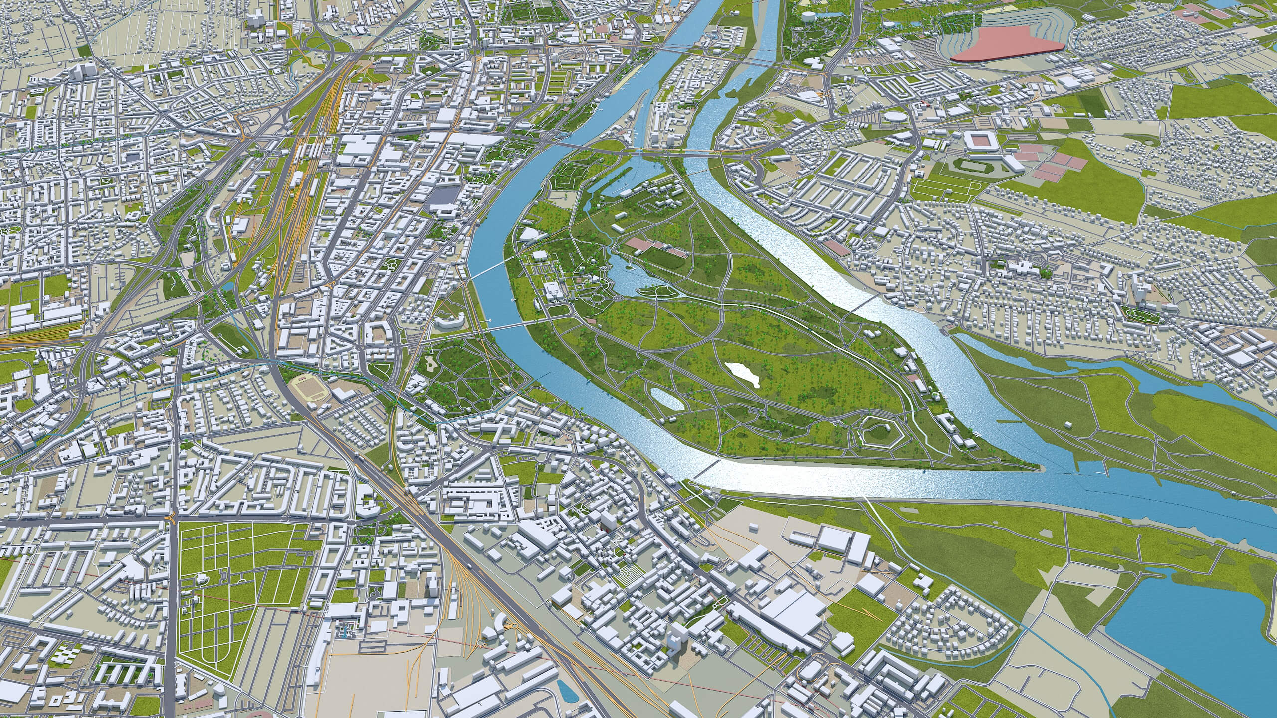 Magdeburg City Germany 3D Model 40km by 3dstudio