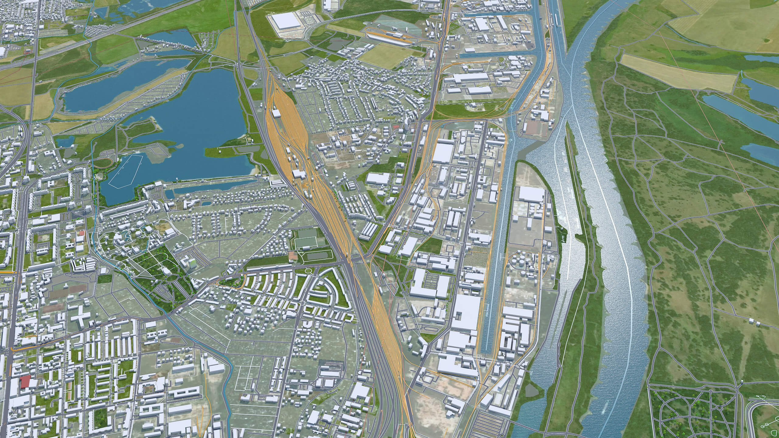 Magdeburg City Germany 3D Model 40km by 3dstudio