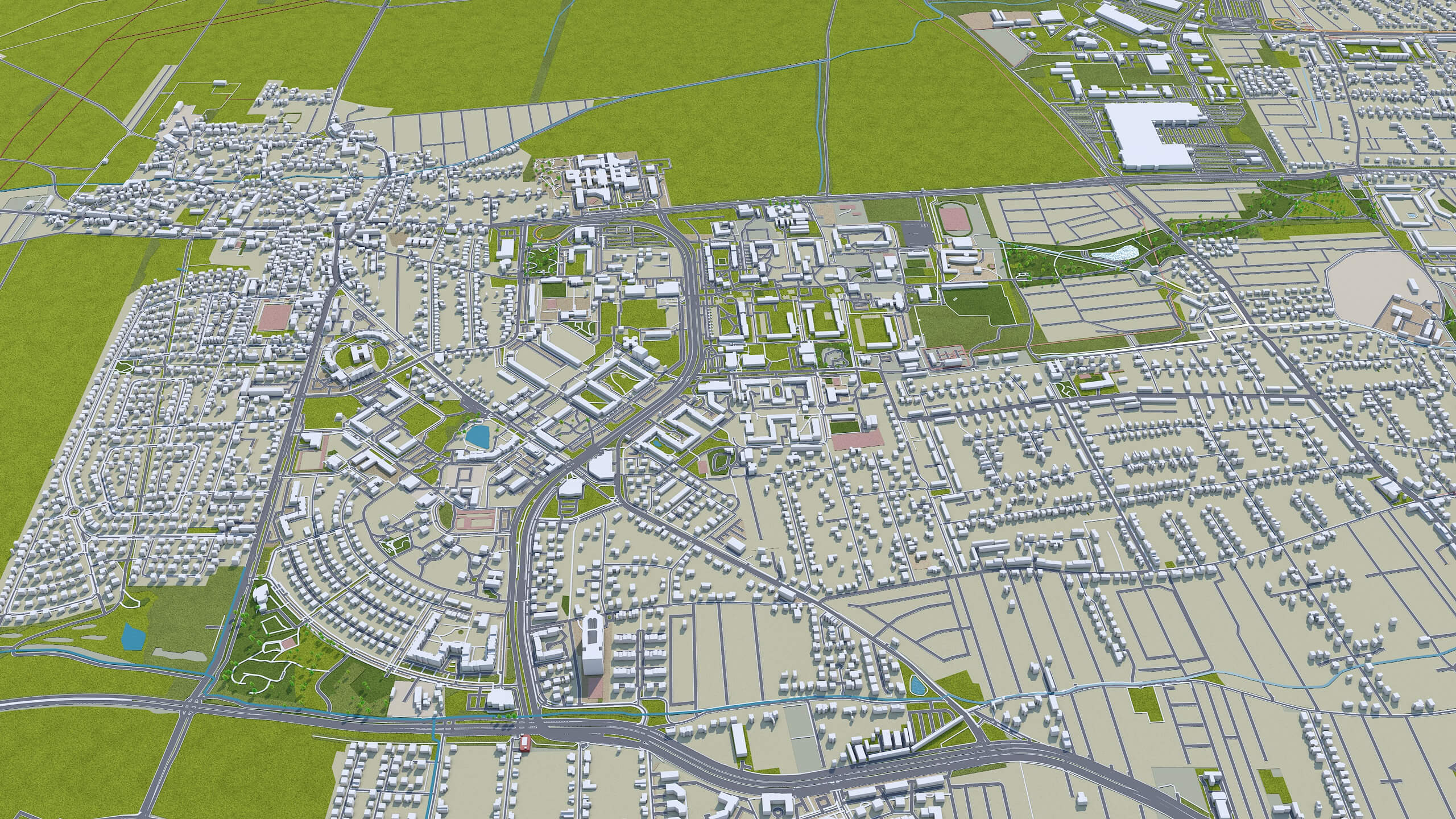 Magdeburg City Germany 3D Model 40km by 3dstudio