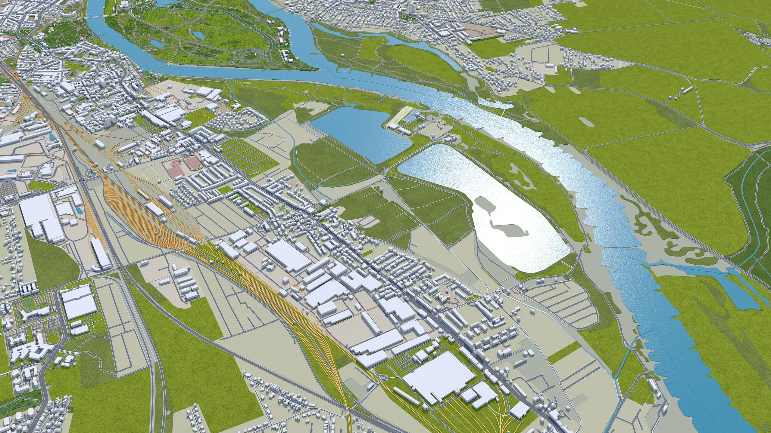 Magdeburg City Germany 3D Model 40km by 3dstudio