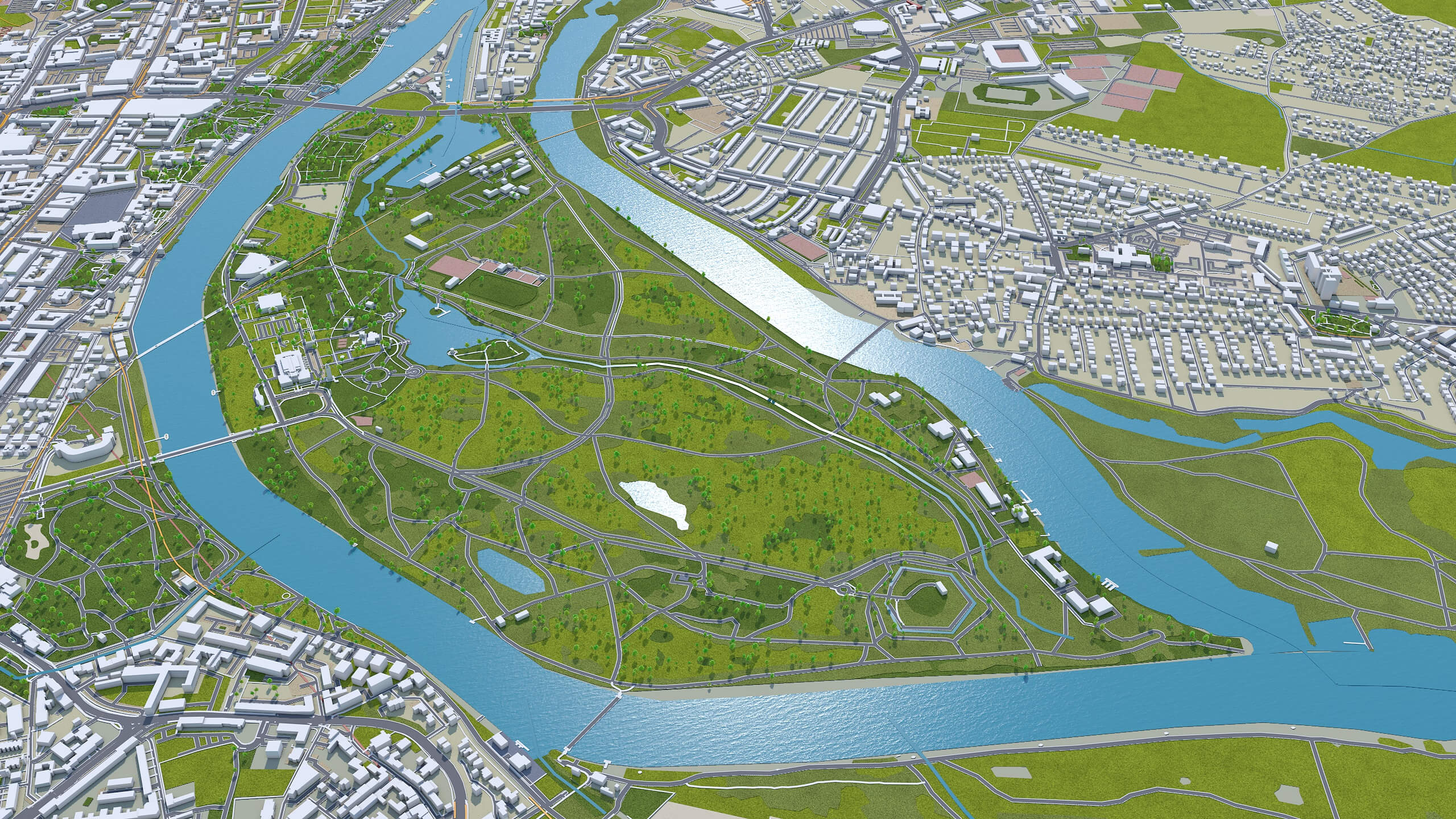 Magdeburg City Germany 3D Model 40km by 3dstudio