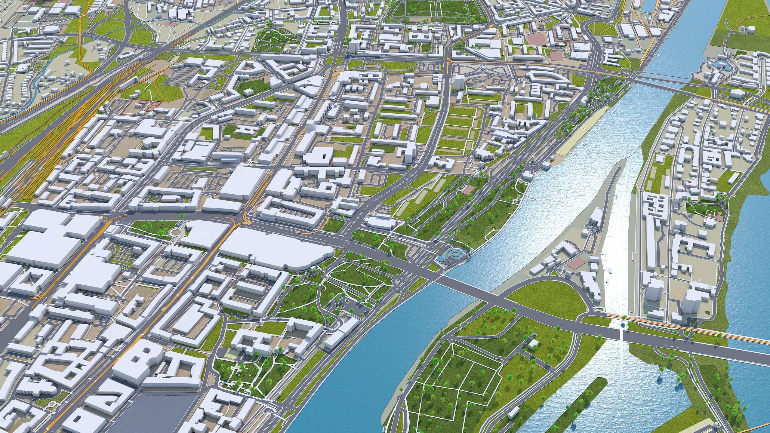 Magdeburg City Germany 3D Model 40km by 3dstudio