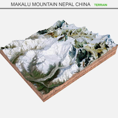 Makalu Mountain Nepal China Terrain 3D Model by 3dstudio