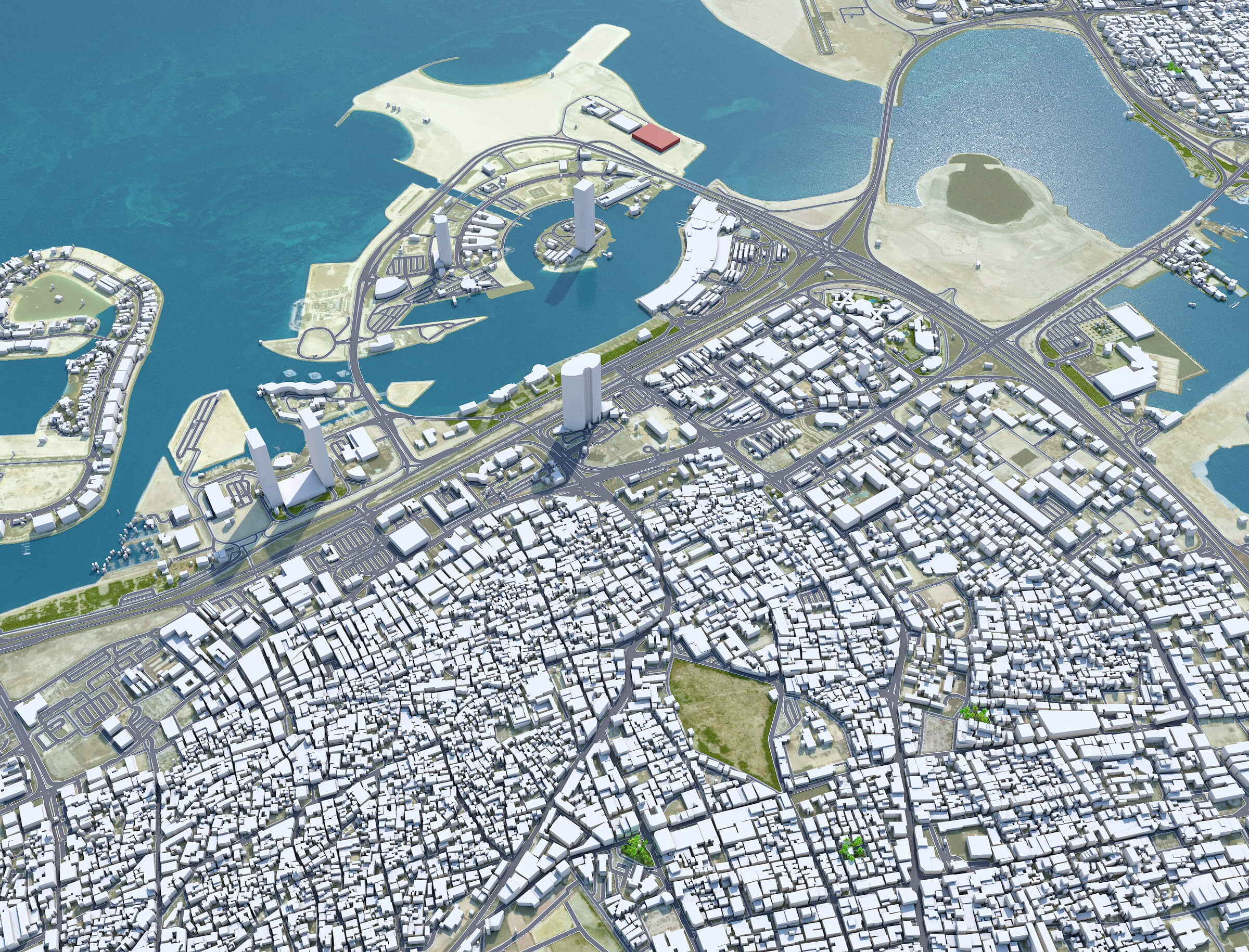Manama City Bahrain 3D Model 30km by 3dstudio