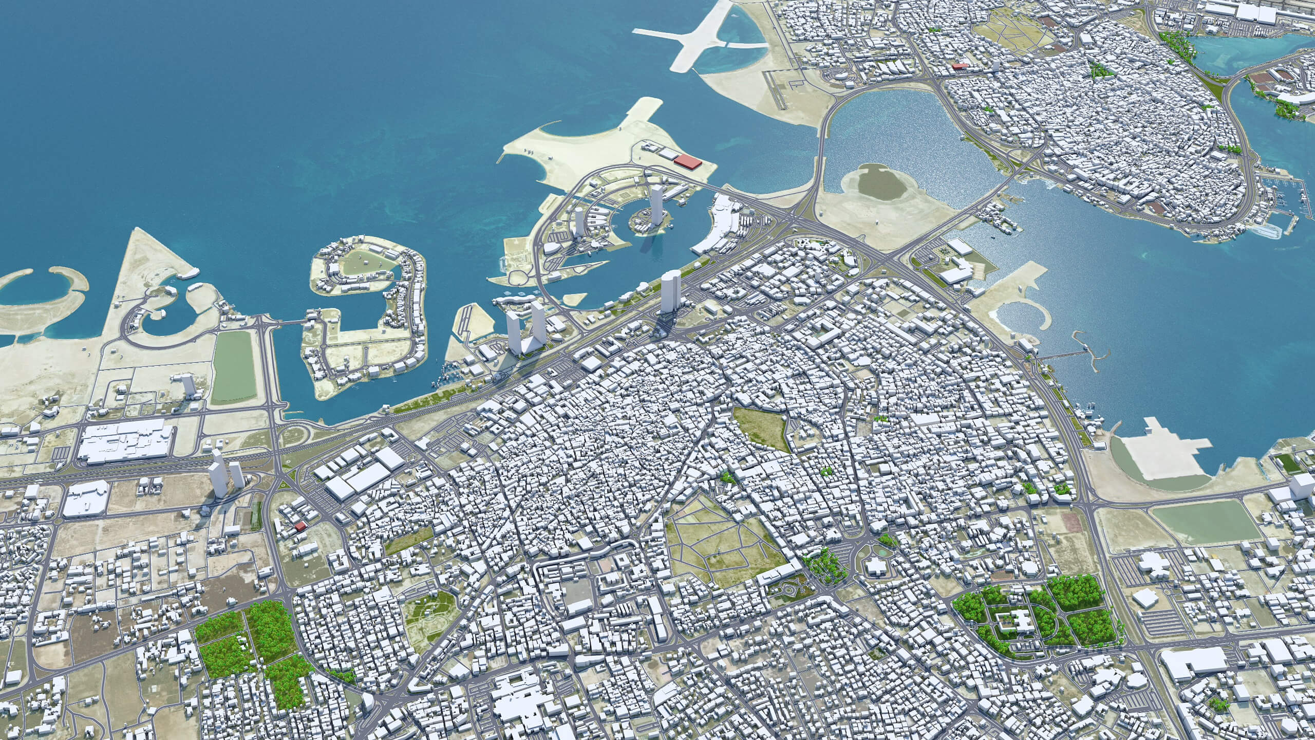 Manama City Bahrain 3D Model 30km by 3dstudio