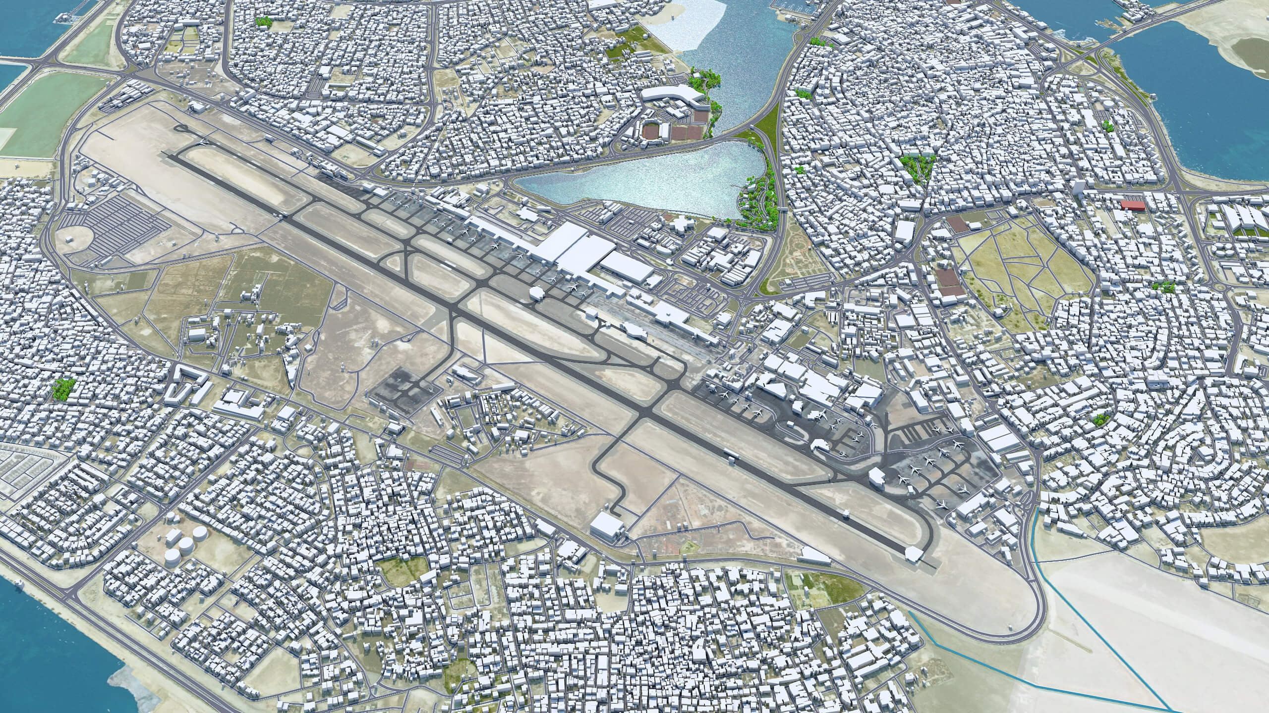 Manama City Bahrain 3D Model 30km by 3dstudio