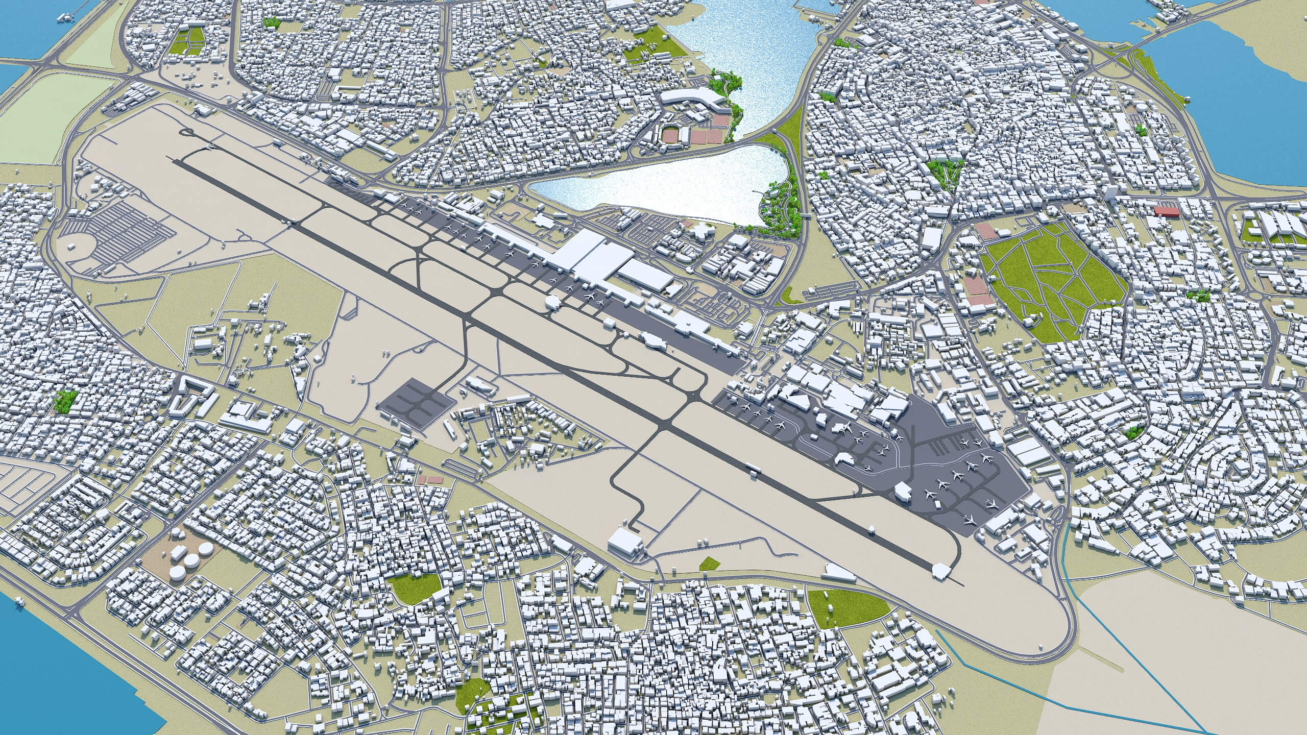 Manama City Bahrain 3D Model 30km by 3dstudio