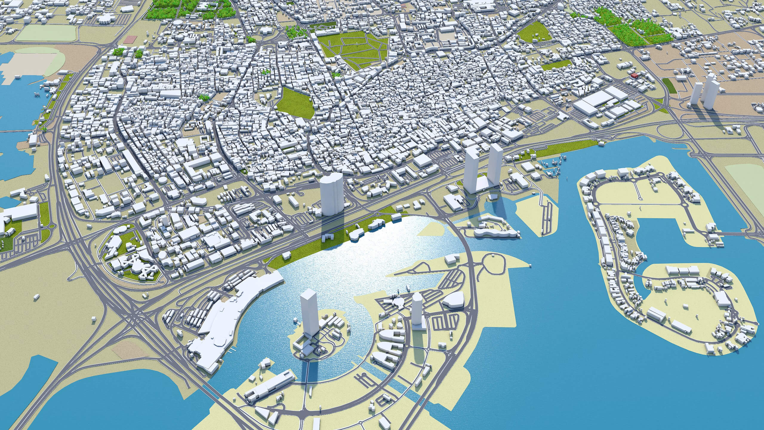 Manama City Bahrain 3D Model 30km by 3dstudio