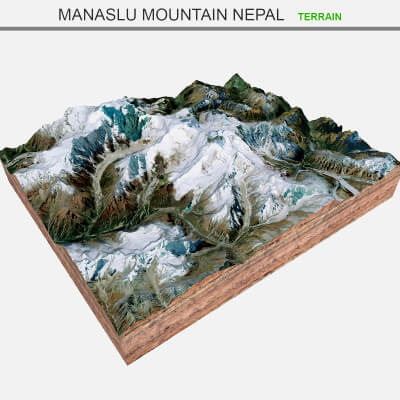 Manaslu Mountain Nepal Terrain 3D Model by 3dstudio