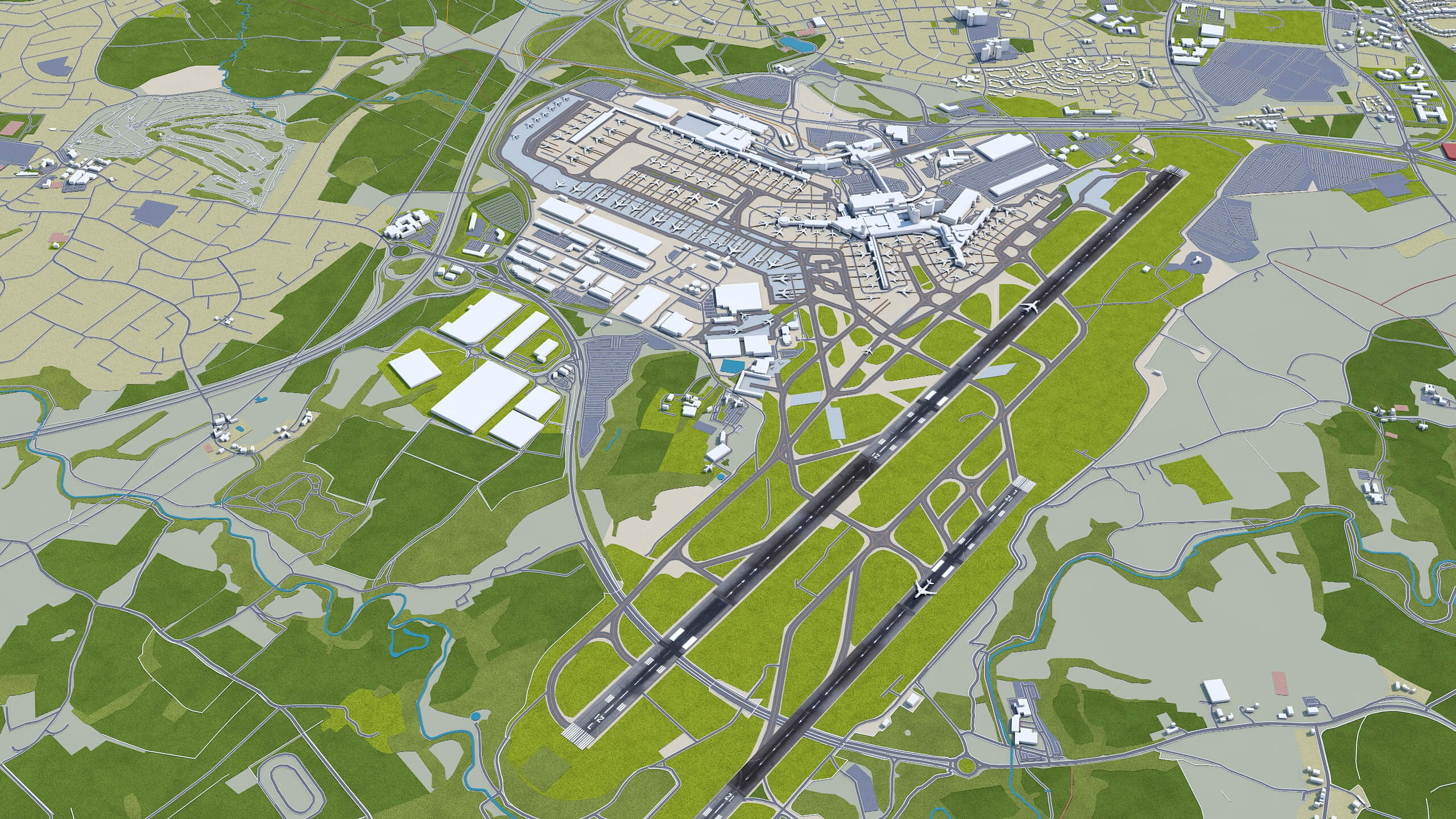 Manchester Airport UK - 3D Model by 3dstudio