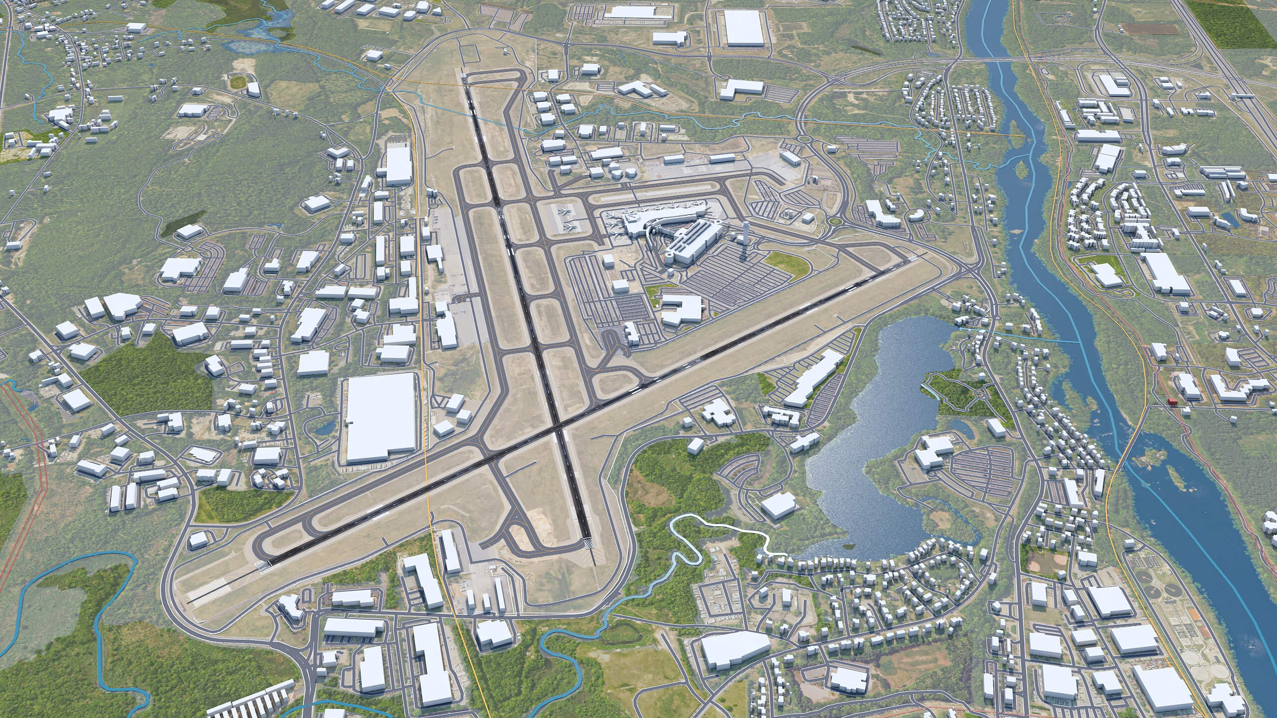 Manchester-Boston Regional Airport 3D Model by 3dstudio