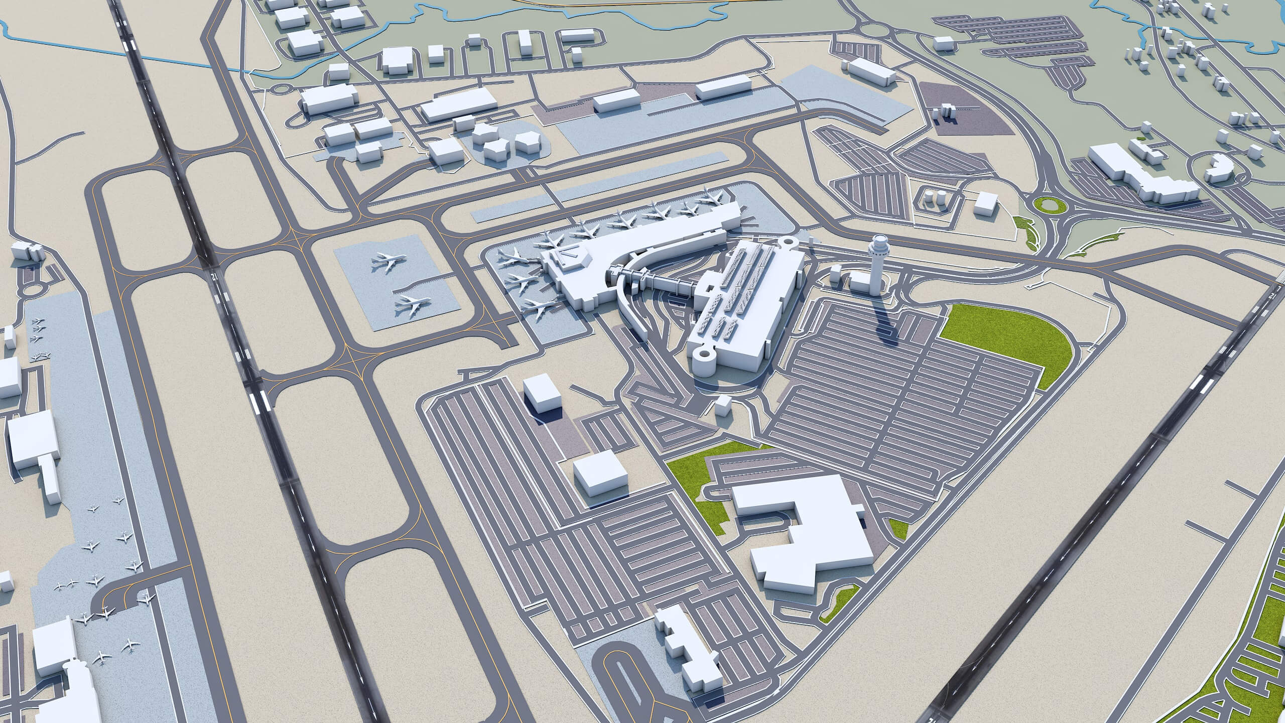 Manchester-Boston Regional Airport 3D Model by 3dstudio
