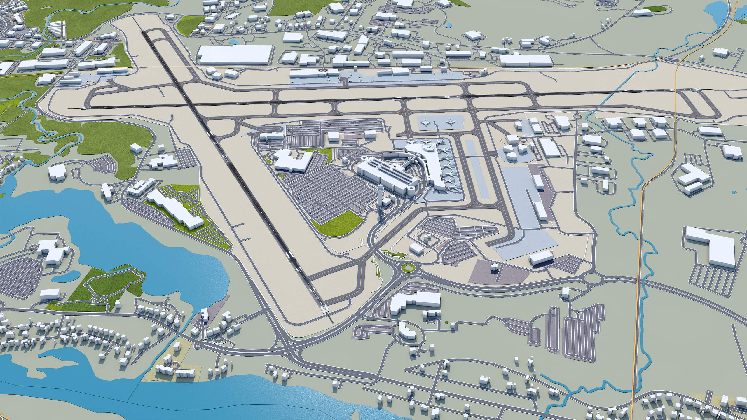 Manchester-Boston Regional Airport 3D Model by 3dstudio