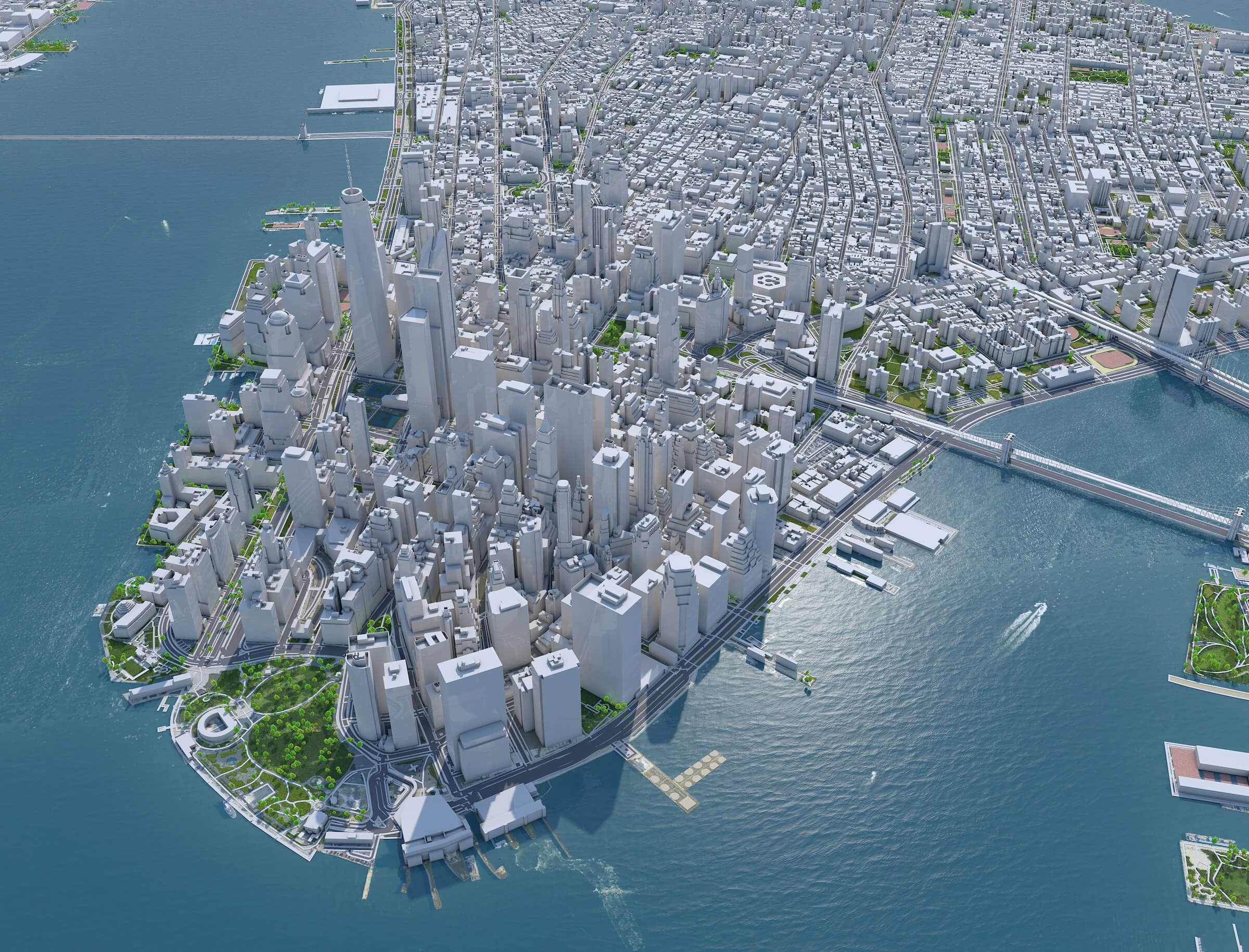 Manhattan, New York USA 40km - 3D Model by 3dstudio