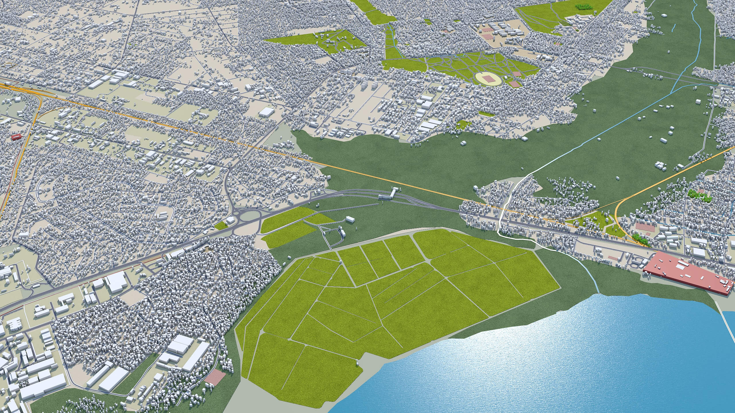 Maputo City Mozambique 3D Model 30km by 3dstudio