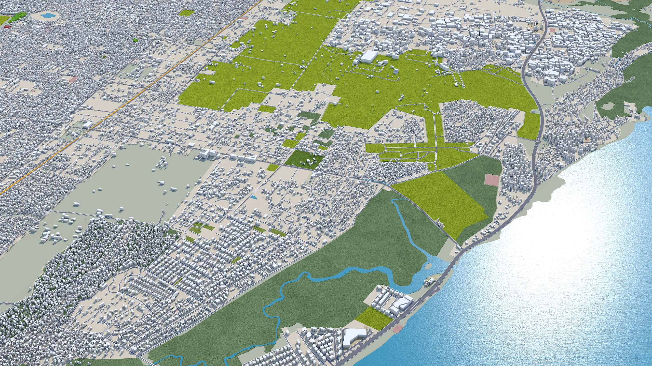 Maputo City Mozambique 3D Model 30km by 3dstudio