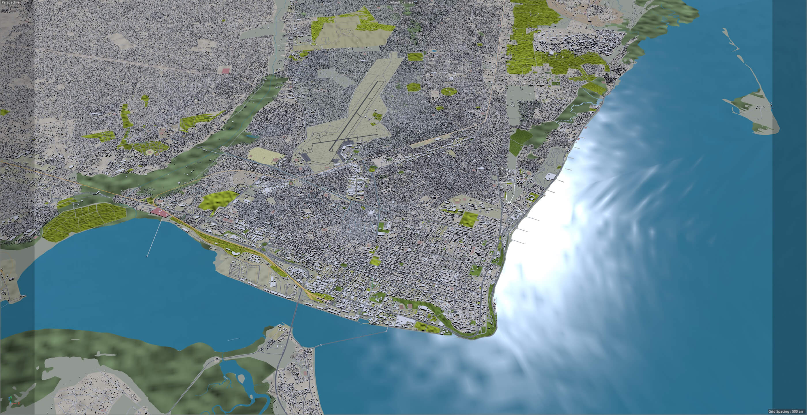 Maputo City Mozambique 3D Model 30km by 3dstudio