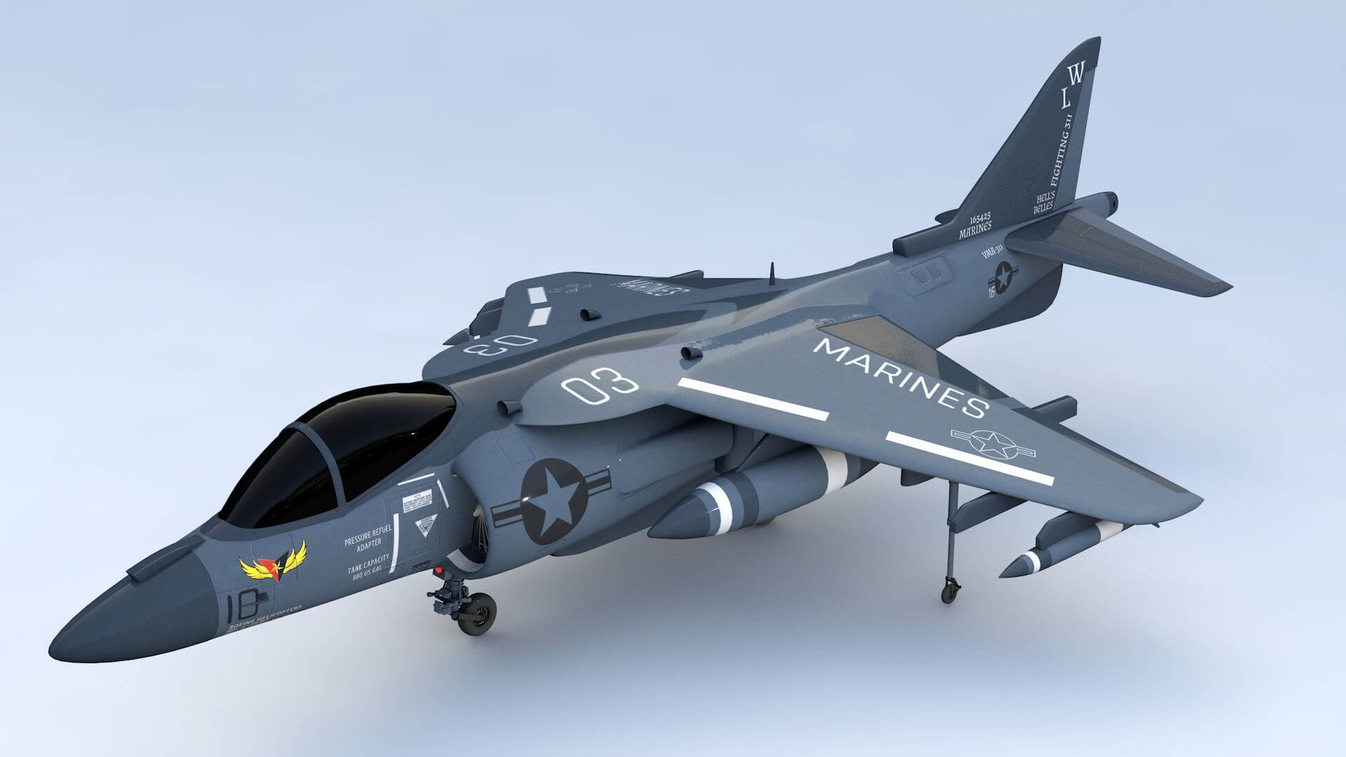 McDonnell Douglas AV-8B Harrier II 3D Model by 3dstudio
