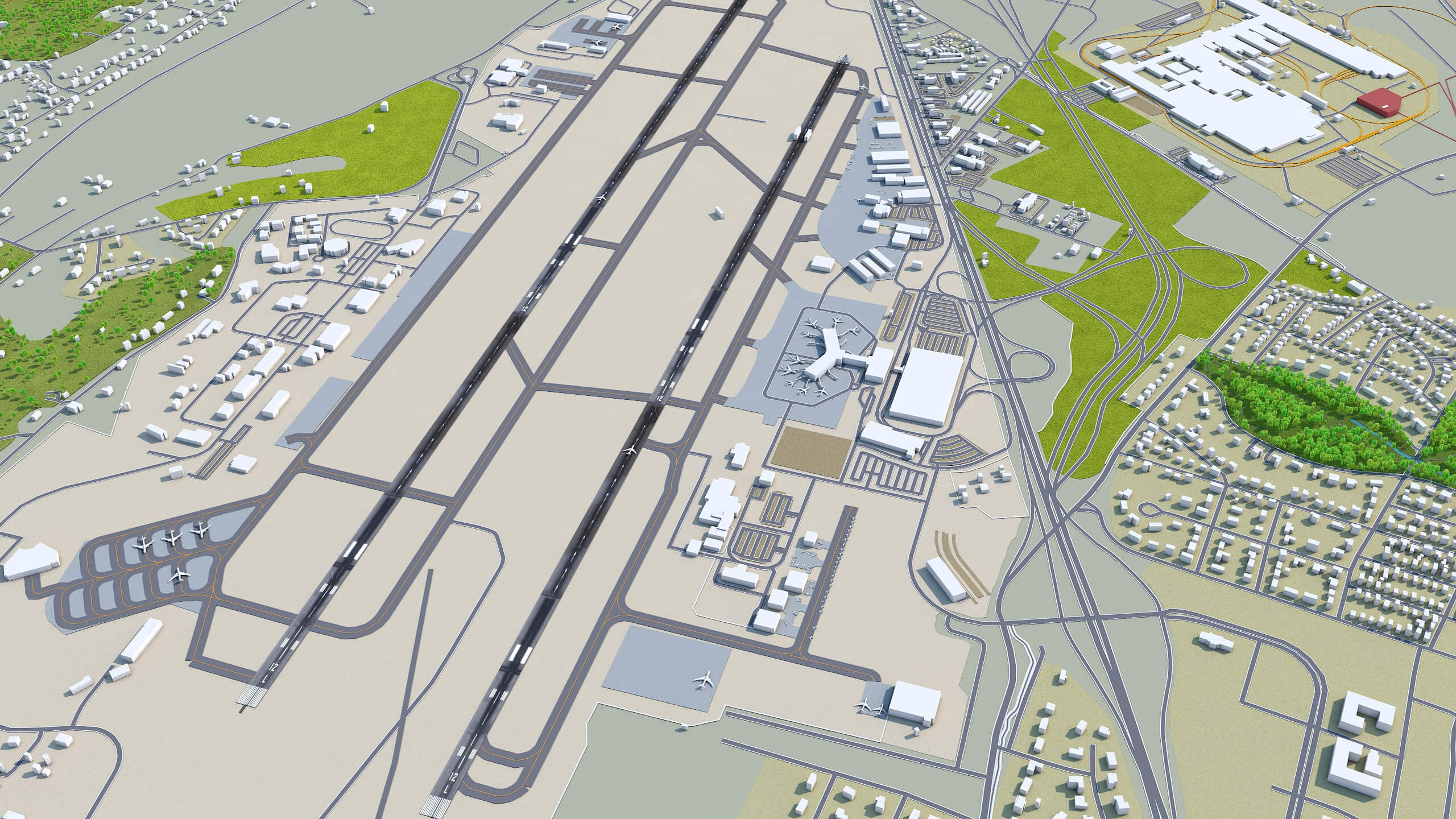 Mcghee Tyson Airport Knoxville 3D Model 10km by 3dstudio
