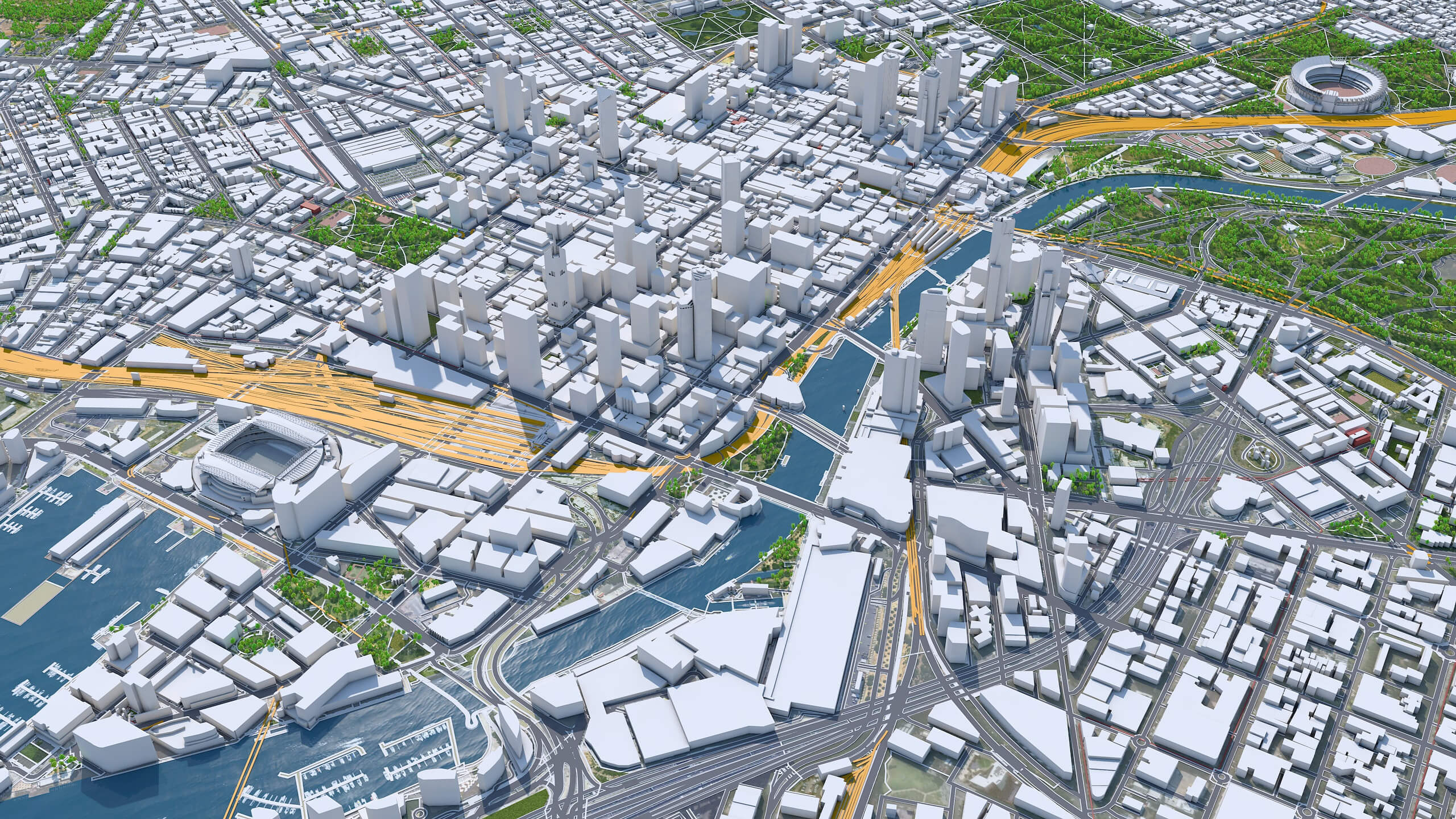 Melbourne Downtown City Australia 8km - 3D Model by 3dstudio