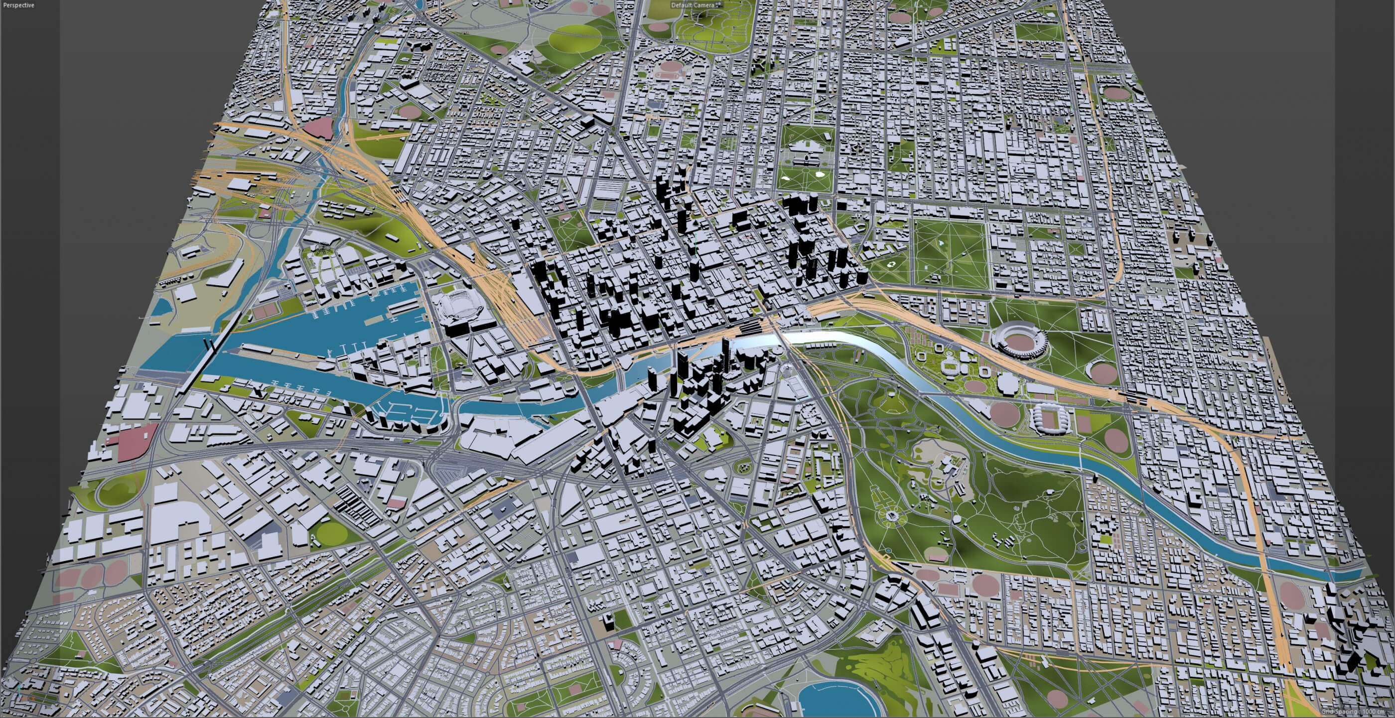 Melbourne Downtown City Australia 8km - 3D Model by 3dstudio