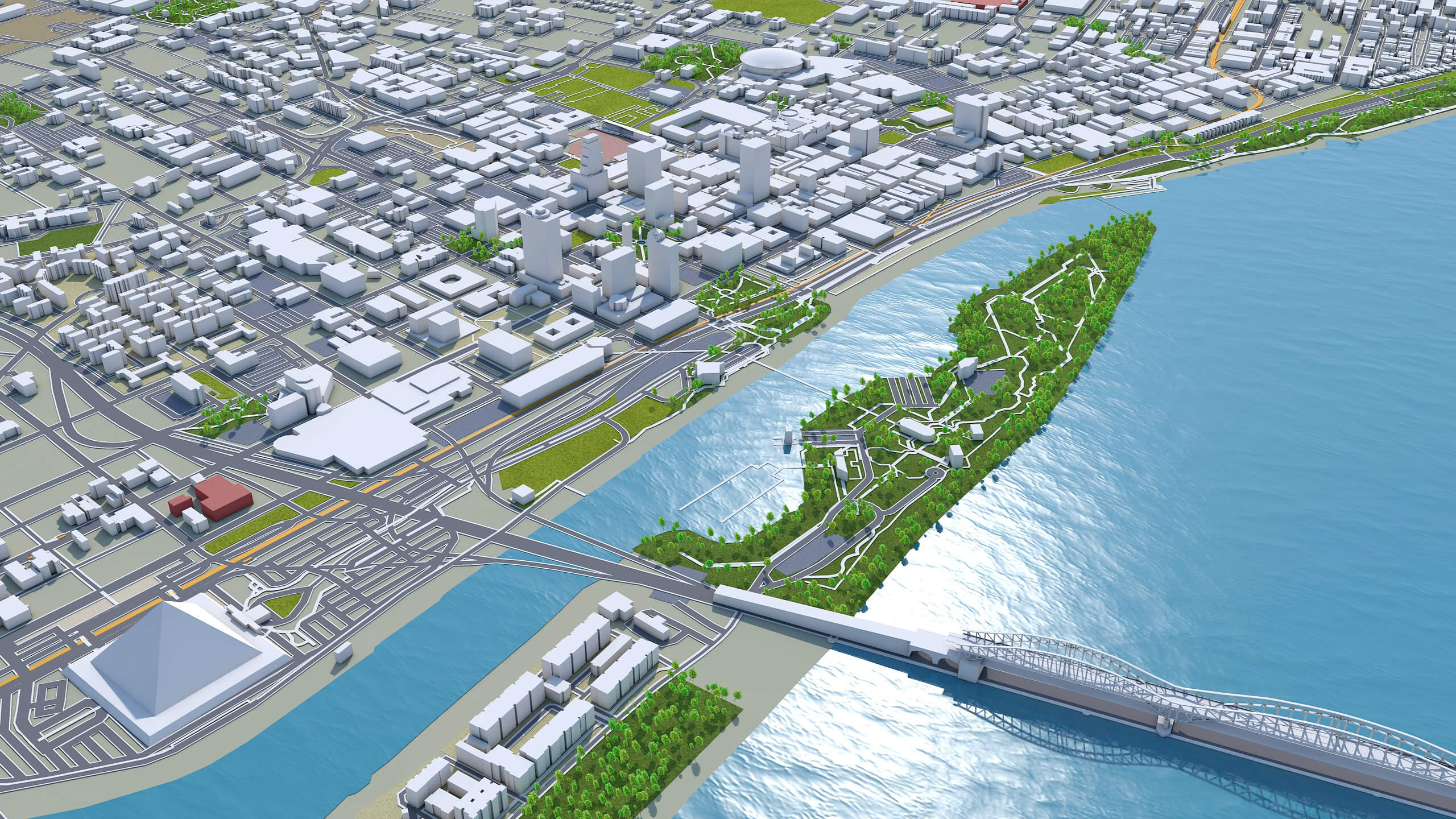 Memphis Downtown City Tennessee 8km - 3D Model by 3dstudio