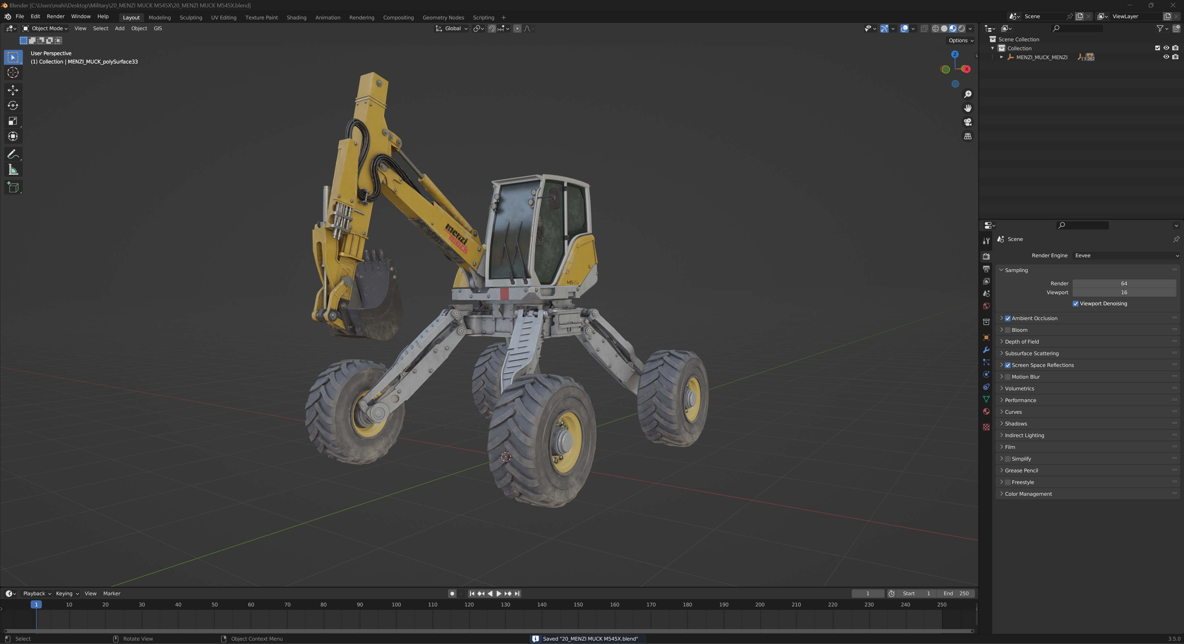 Menzi Muck M545X Spider Excavator 3D Model by 3dstudio
