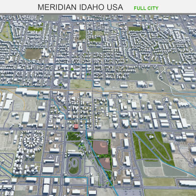 Meridian City Idaho USA 3D Model 30km by 3dstudio