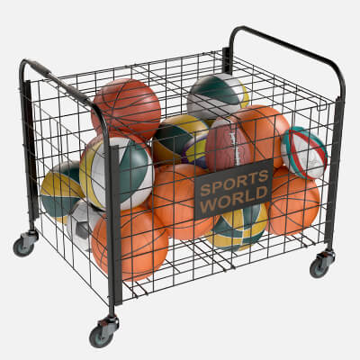 Metal Ball Storage Black and Multiple Balls - 3D Model by 3dstudio