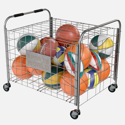 Metal Ball Storage Steel and Multiple Balls - 3D Model by 3dstudio