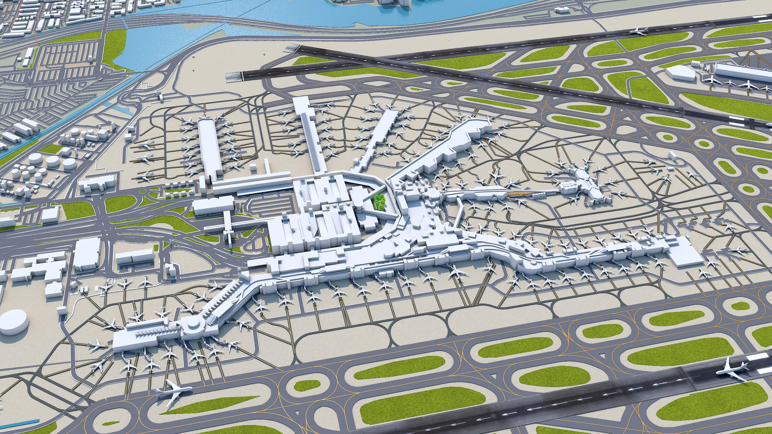 Miami Airport - 3D Model by 3dstudio