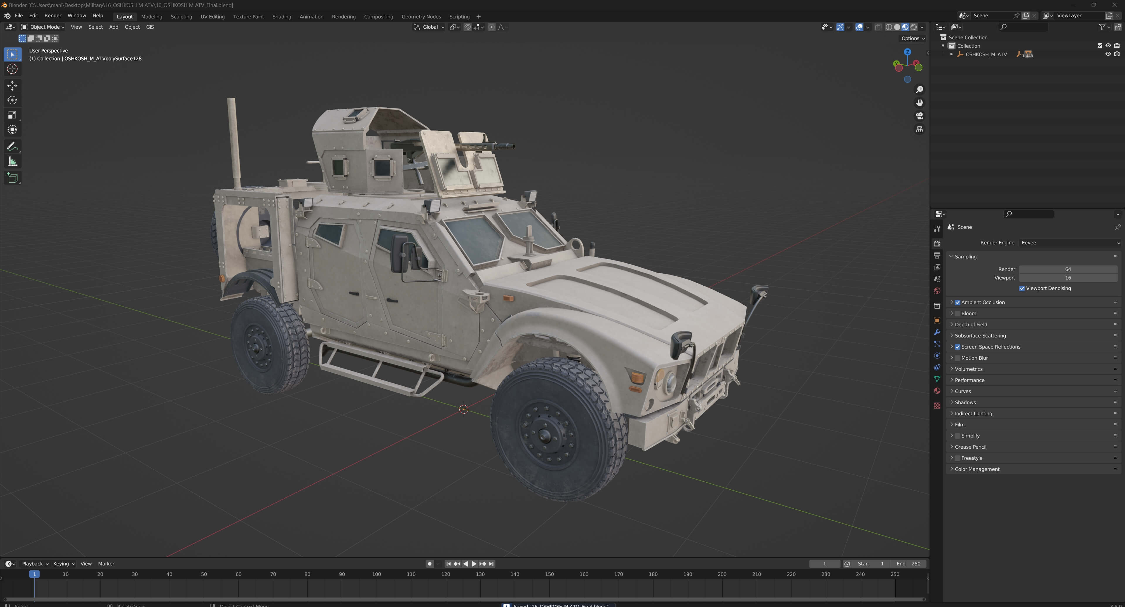 Oshkosh M ATV Ambush Protected Vehicle - 3D Model by 3dstudio