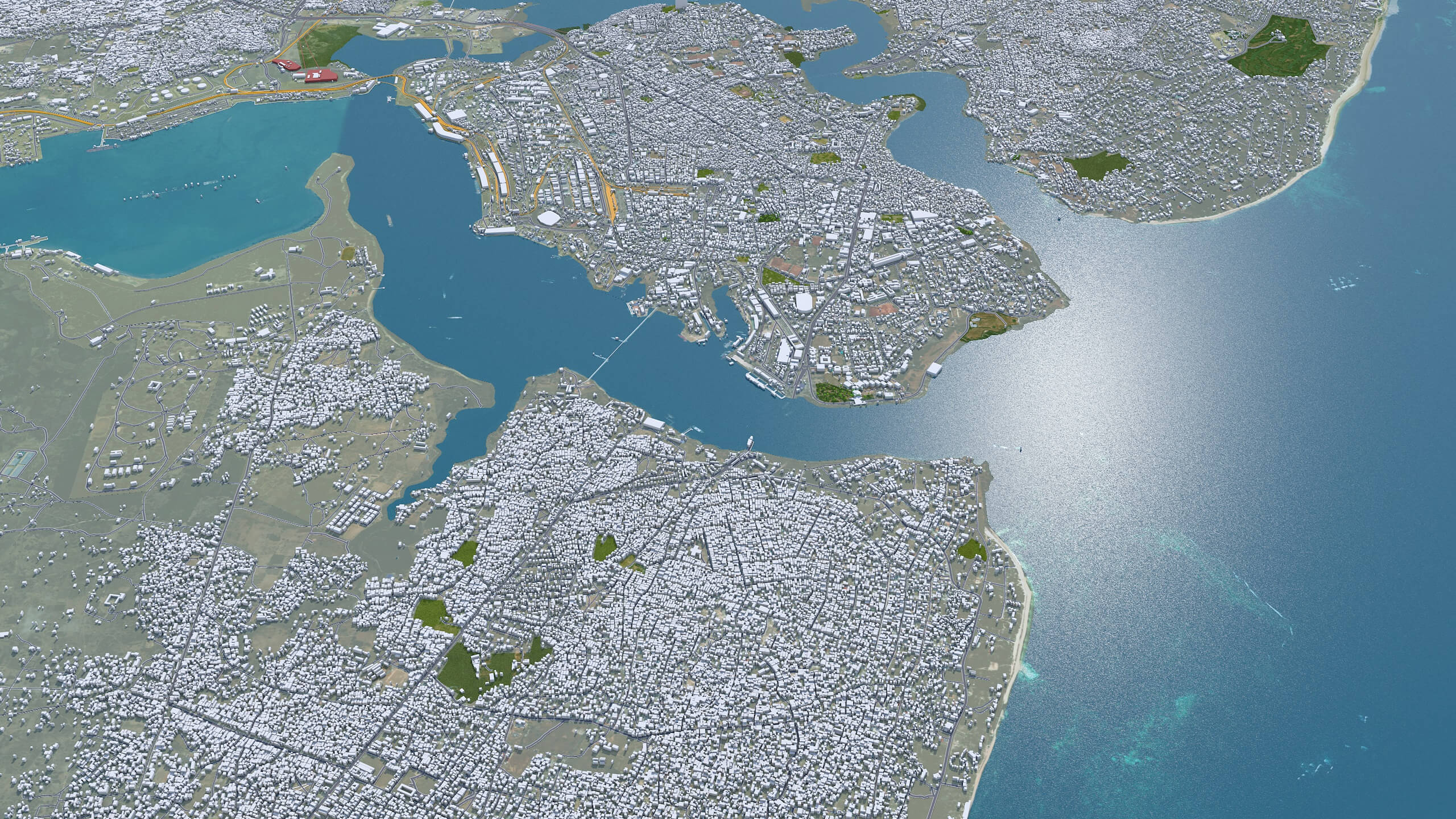 Mombasa City Kenya 3D Model 30km by 3dstudio