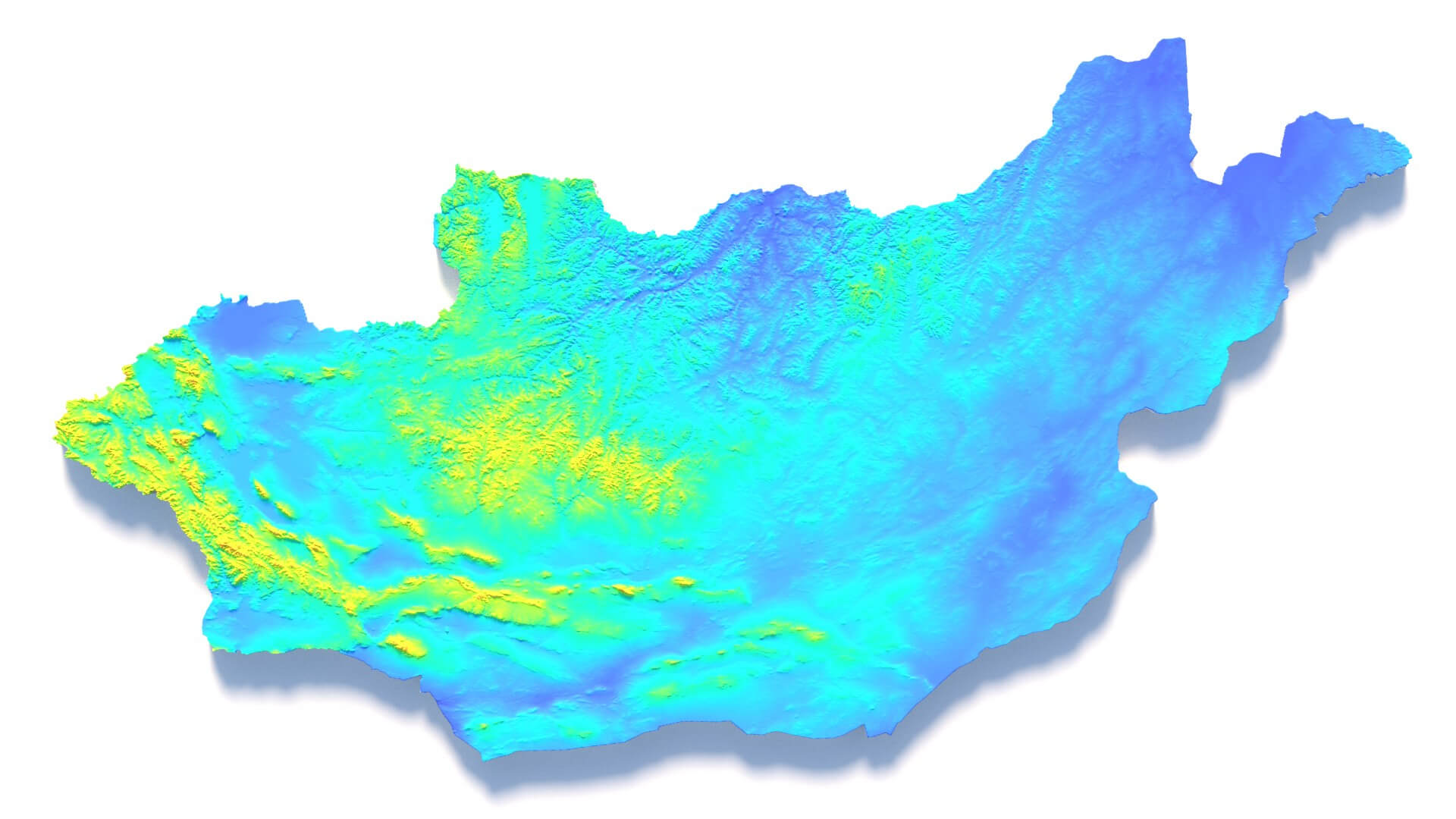 Mongolia Terrain Map - 3D Model by 3dstudio