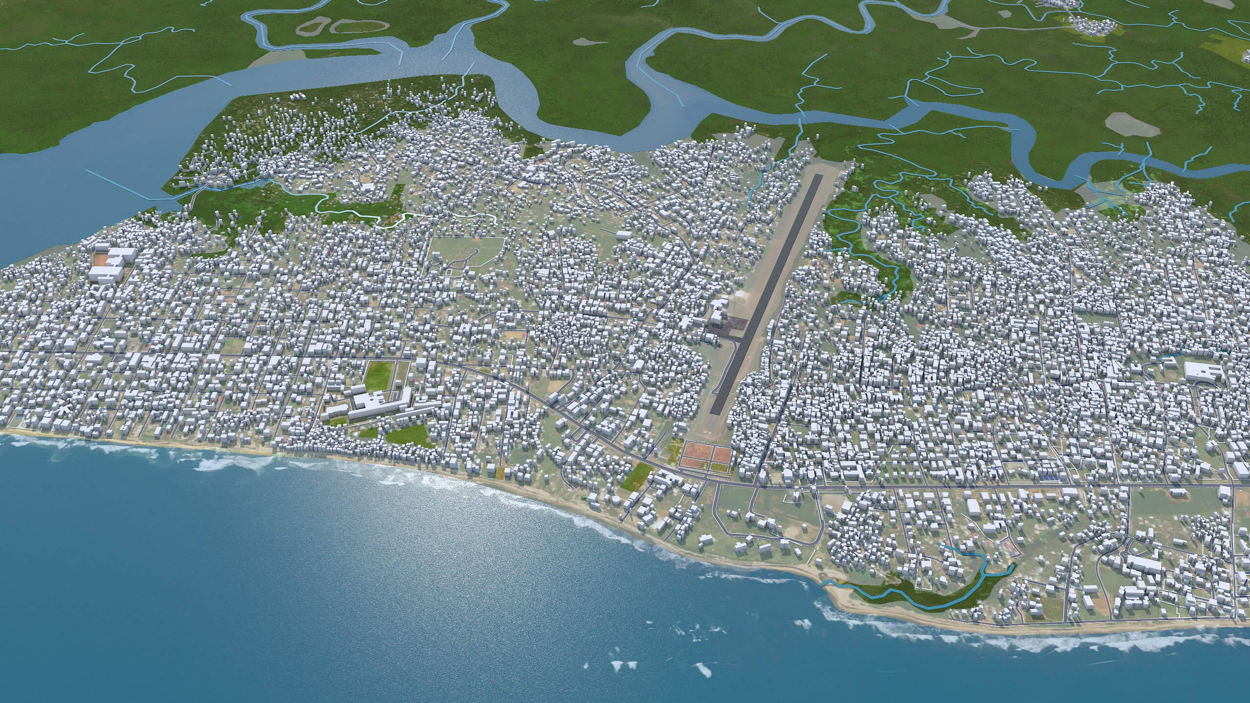 Monrovia City Liberia 3D Model 20km by 3dstudio