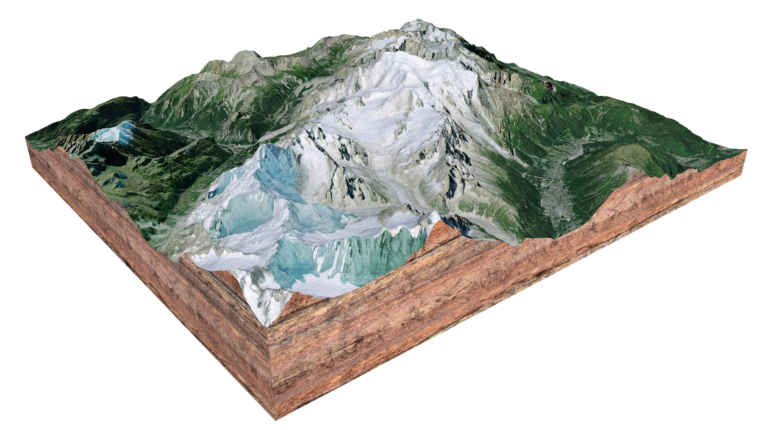 Mont Blanc Mountain Italy Terrain 3D Model by 3dstudio