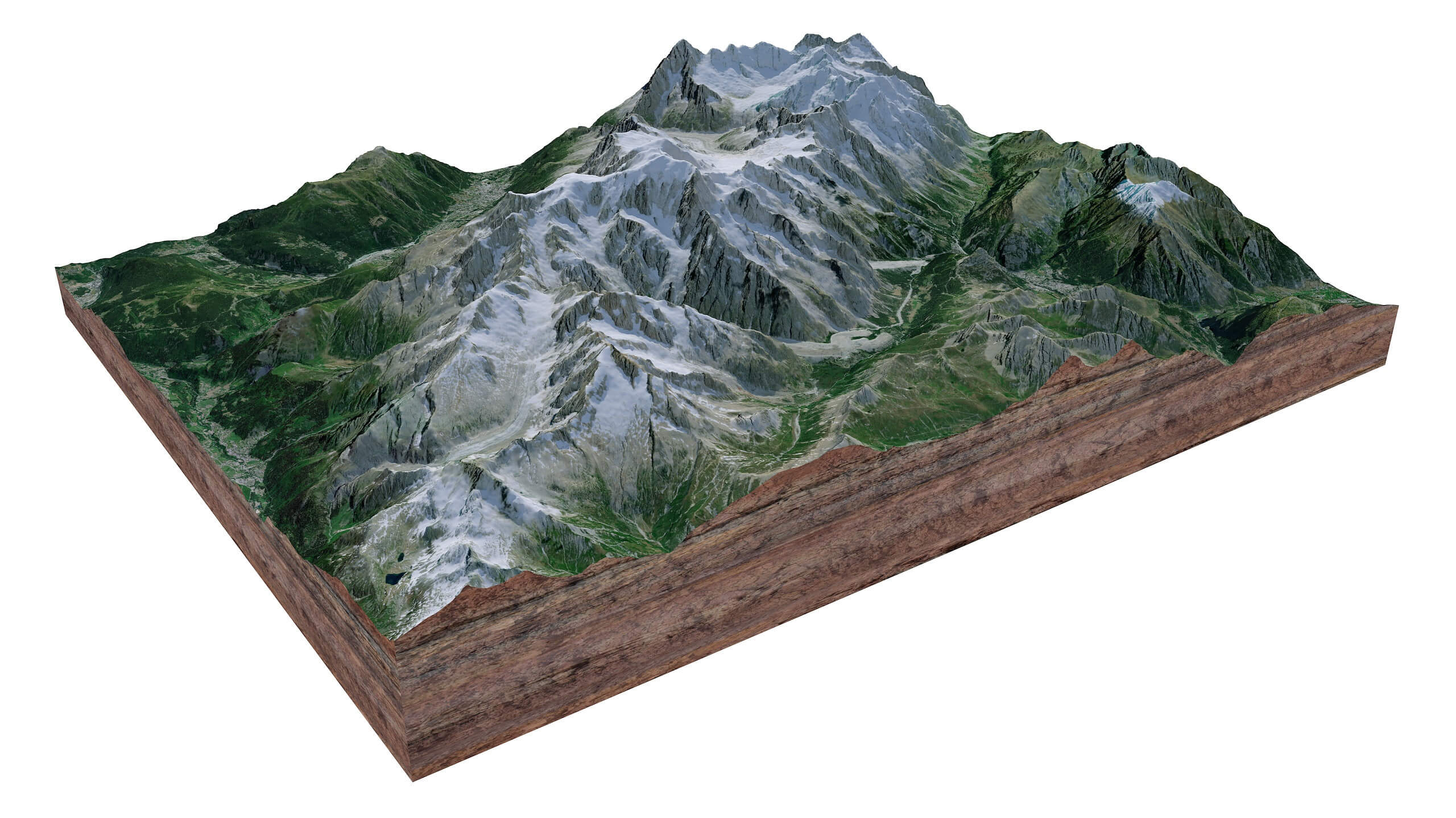 Mont Blanc Mountain Italy Terrain 3D Model by 3dstudio