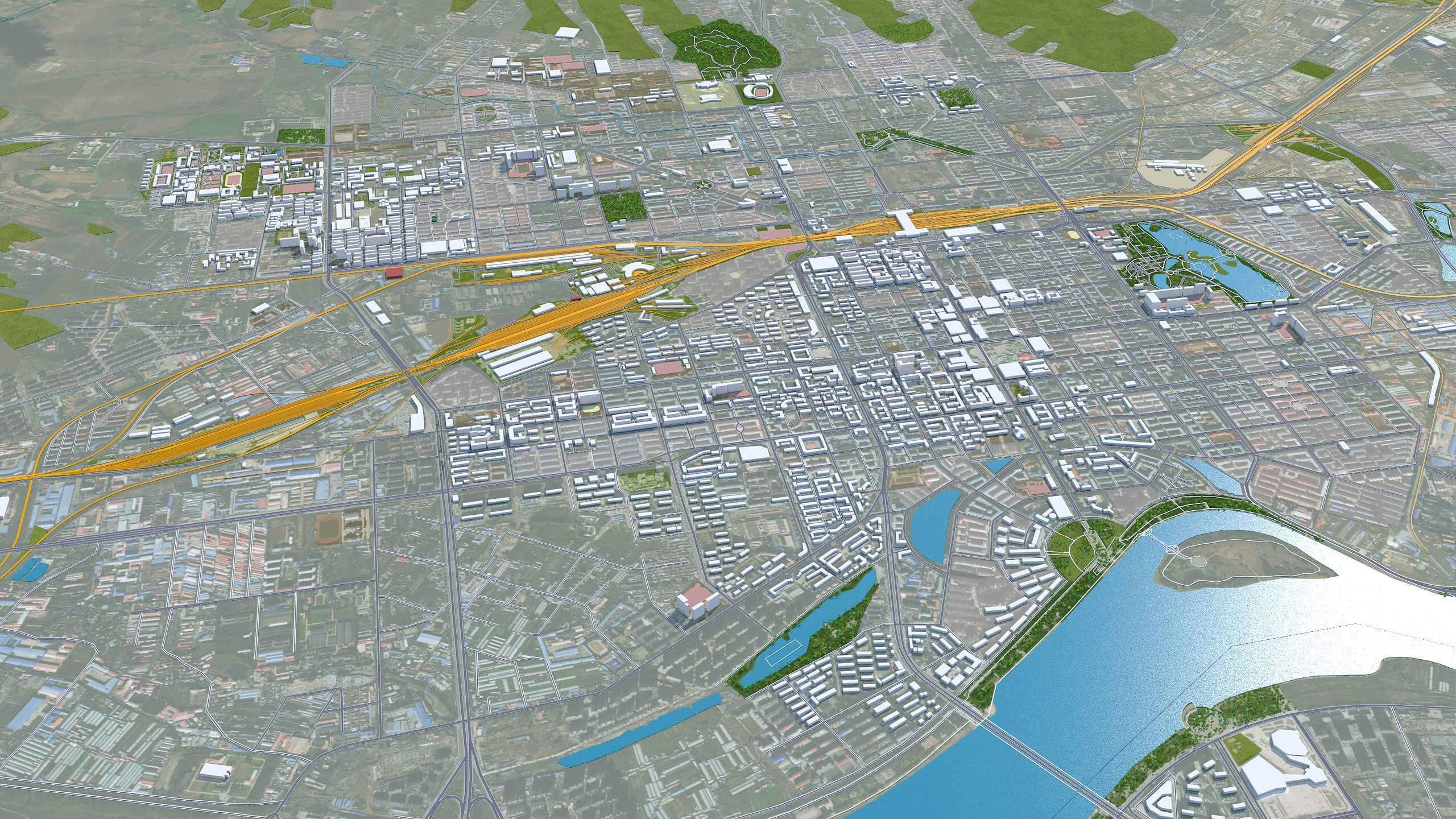 Mudanjiang City Heilongjiang China 3D Model 25km by 3dstudio